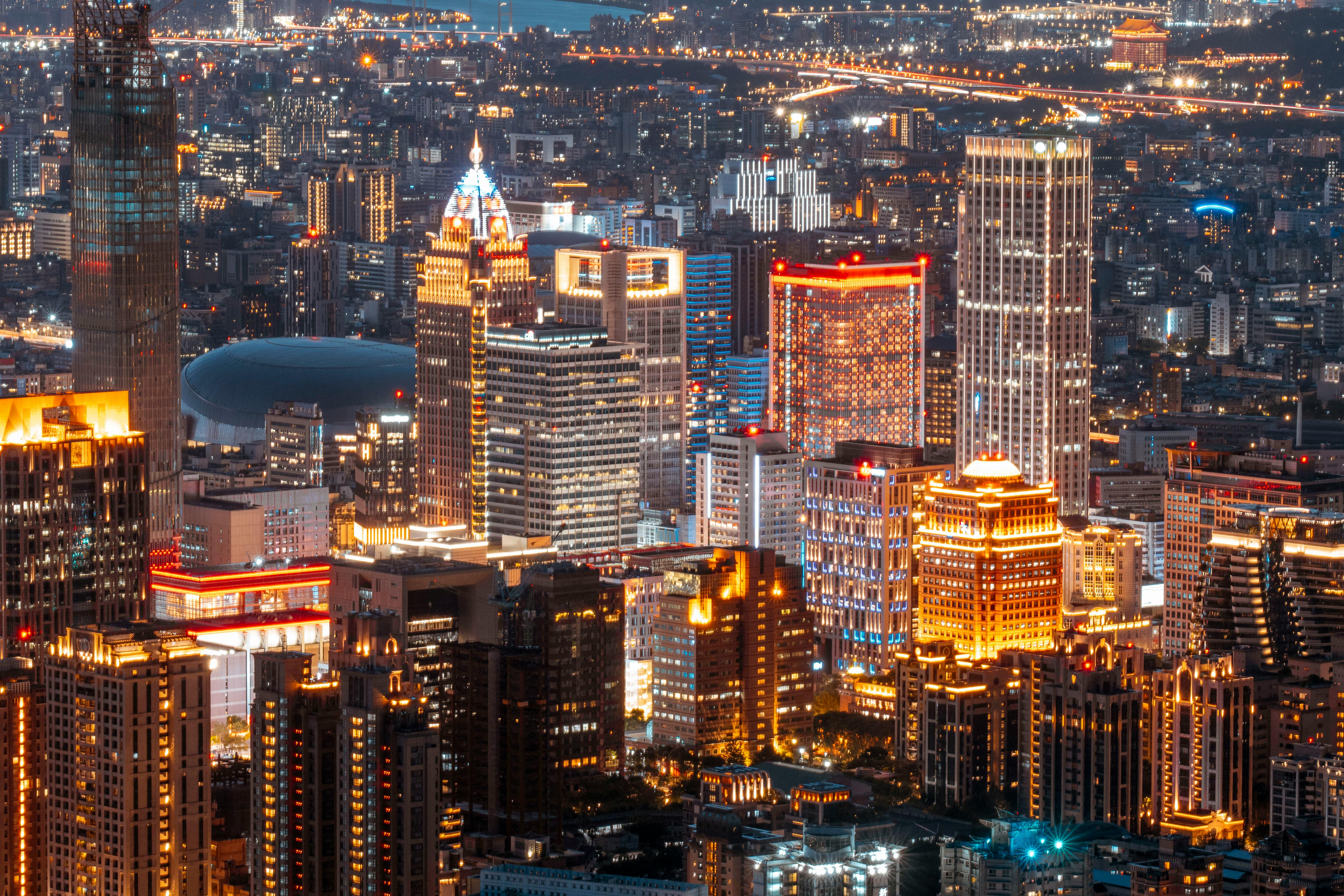 Illuminated City at Night · Free Stock Photo