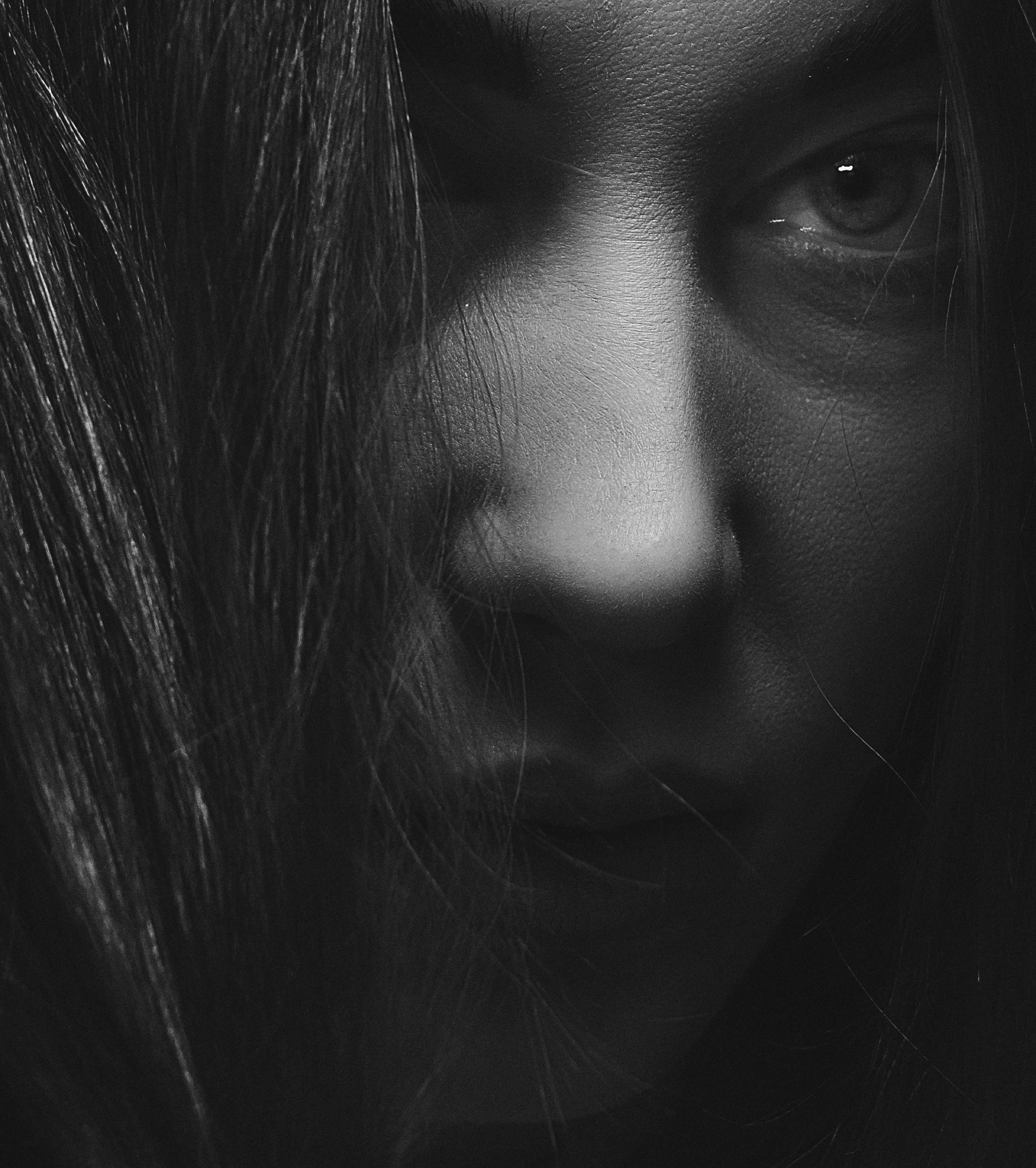 Grayscale Portrait of Woman · Free Stock Photo