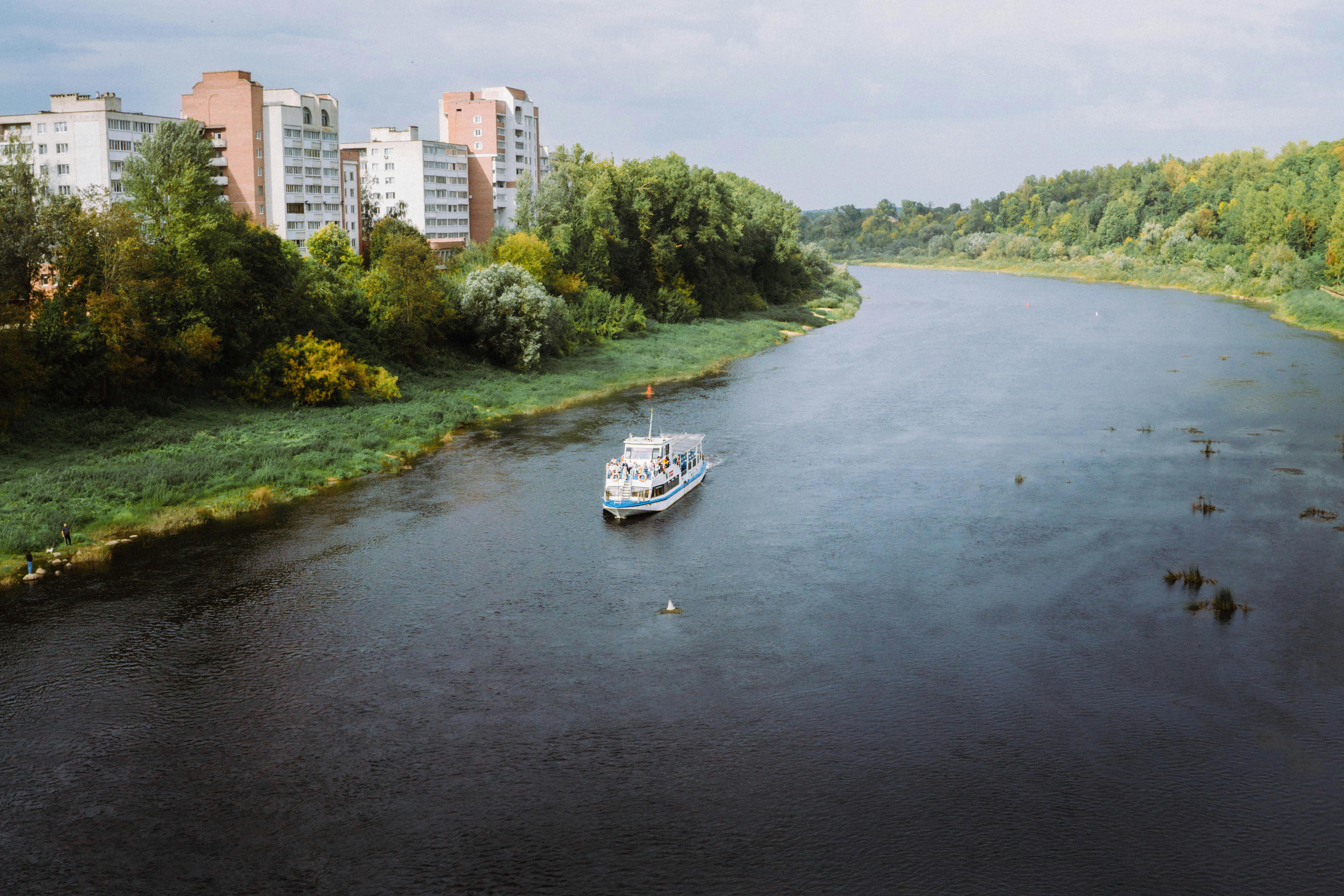 A tourist ship sails on the Western Dvina River in Vitebsk · Free Stock ...