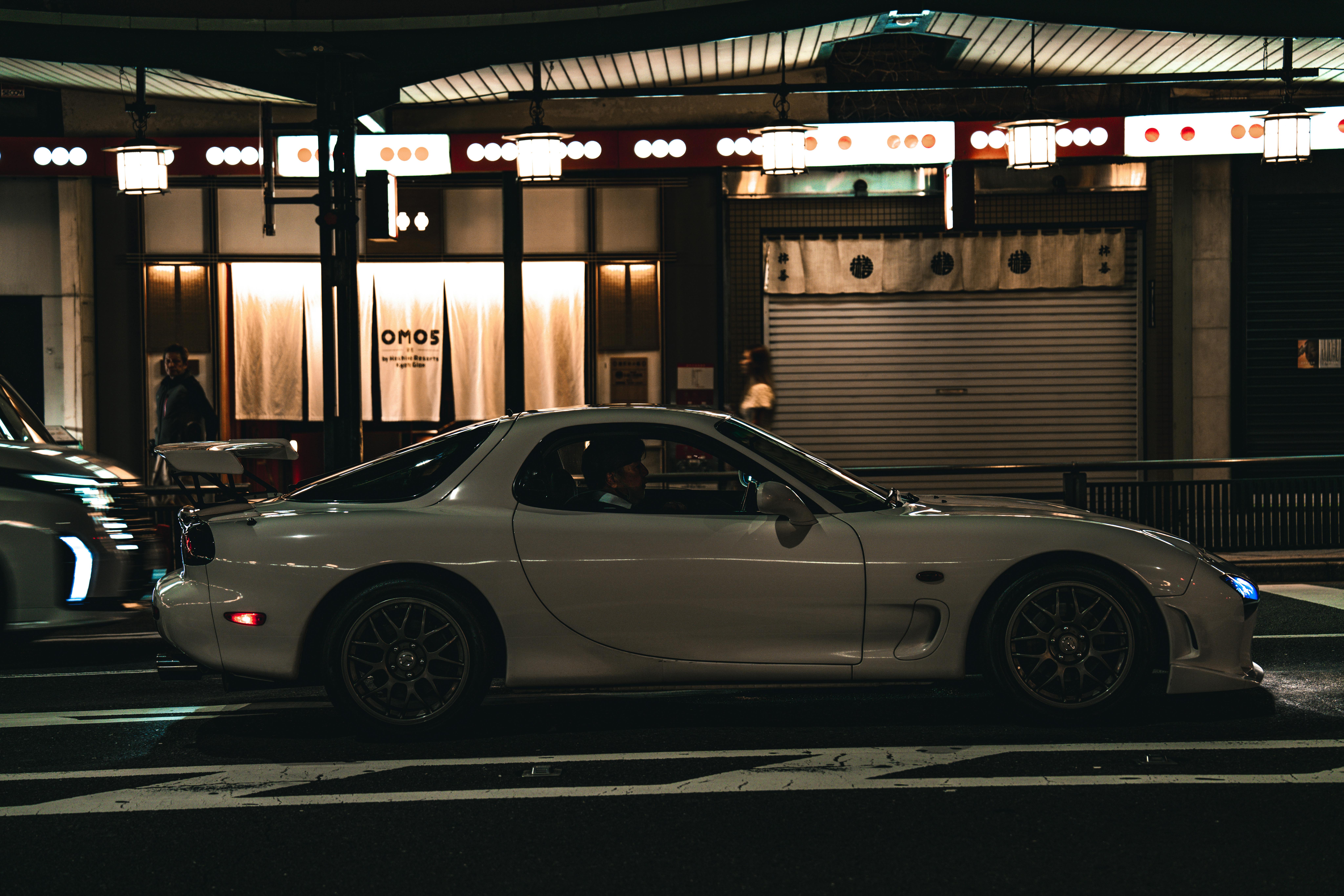 White Mazda RX-7 on Street at Night · Free Stock Photo