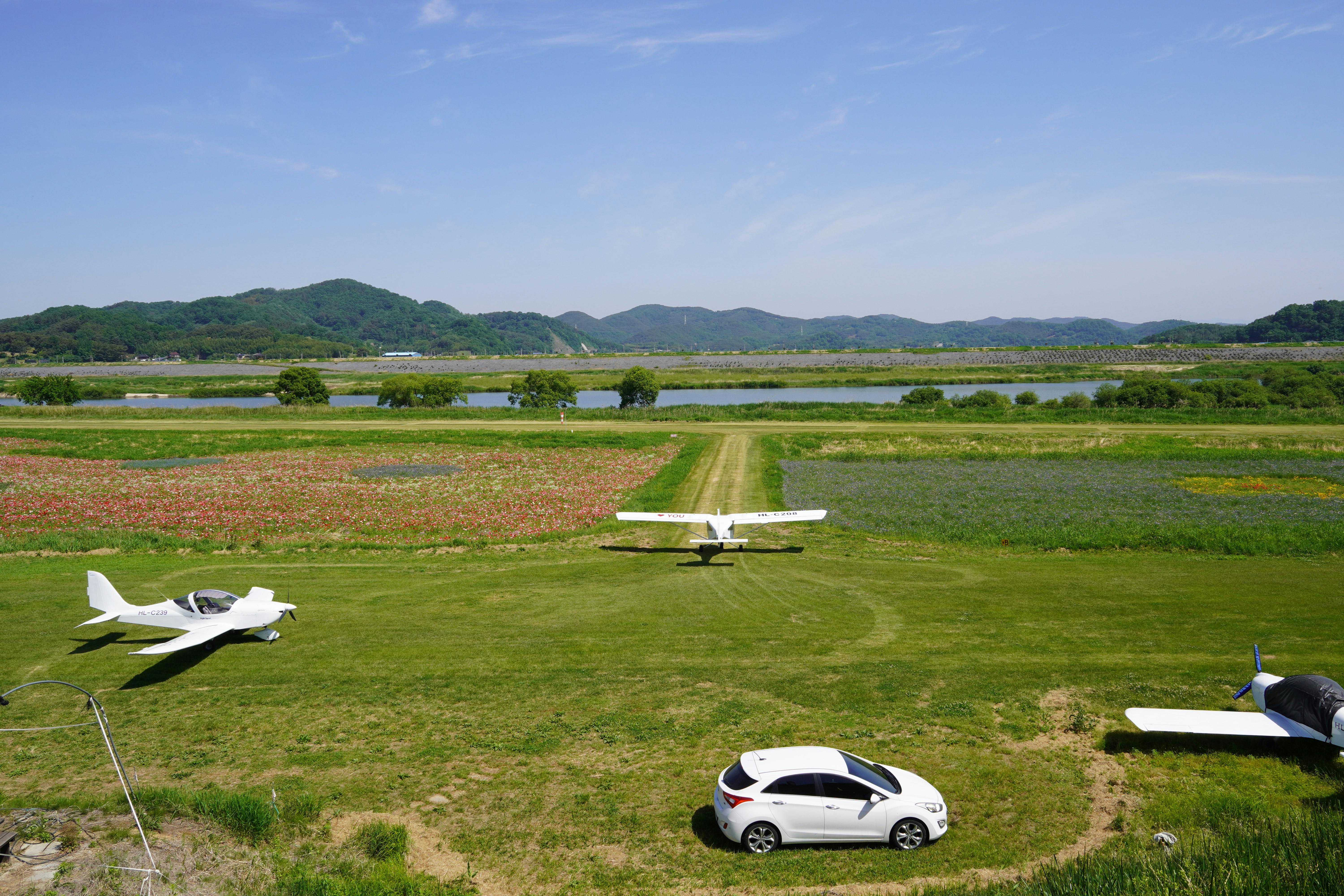 Panorama of a Rural Airfield with Small Private Airplanes · Free Stock ...