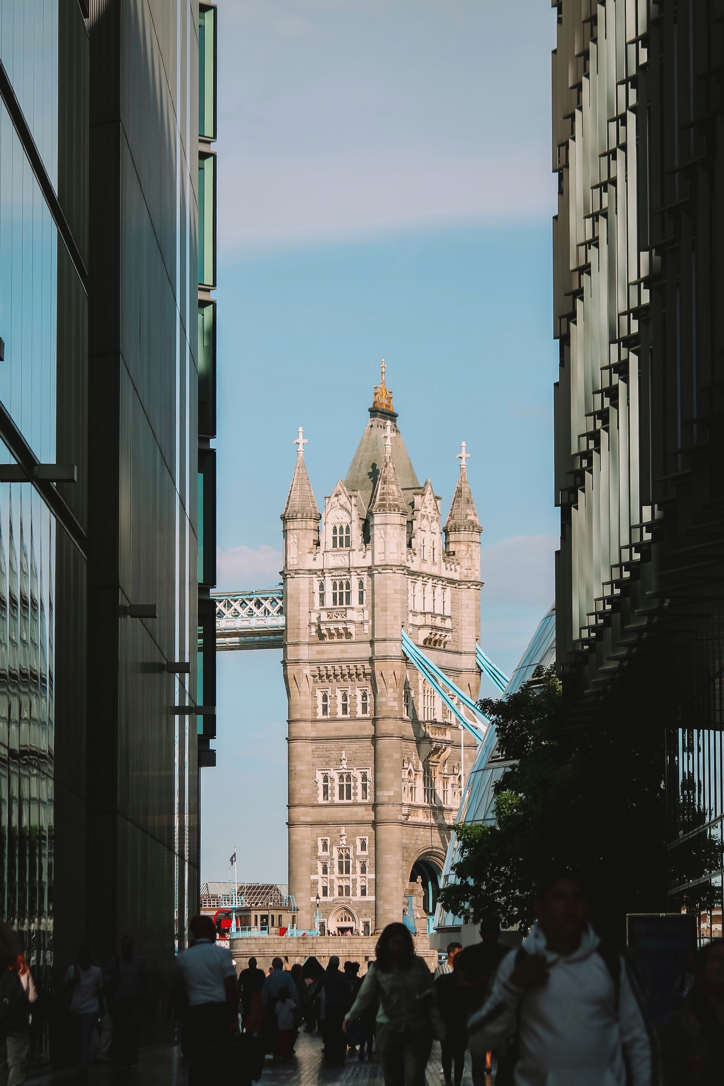 Tower Bridge behind Street in London · Free Stock Photo