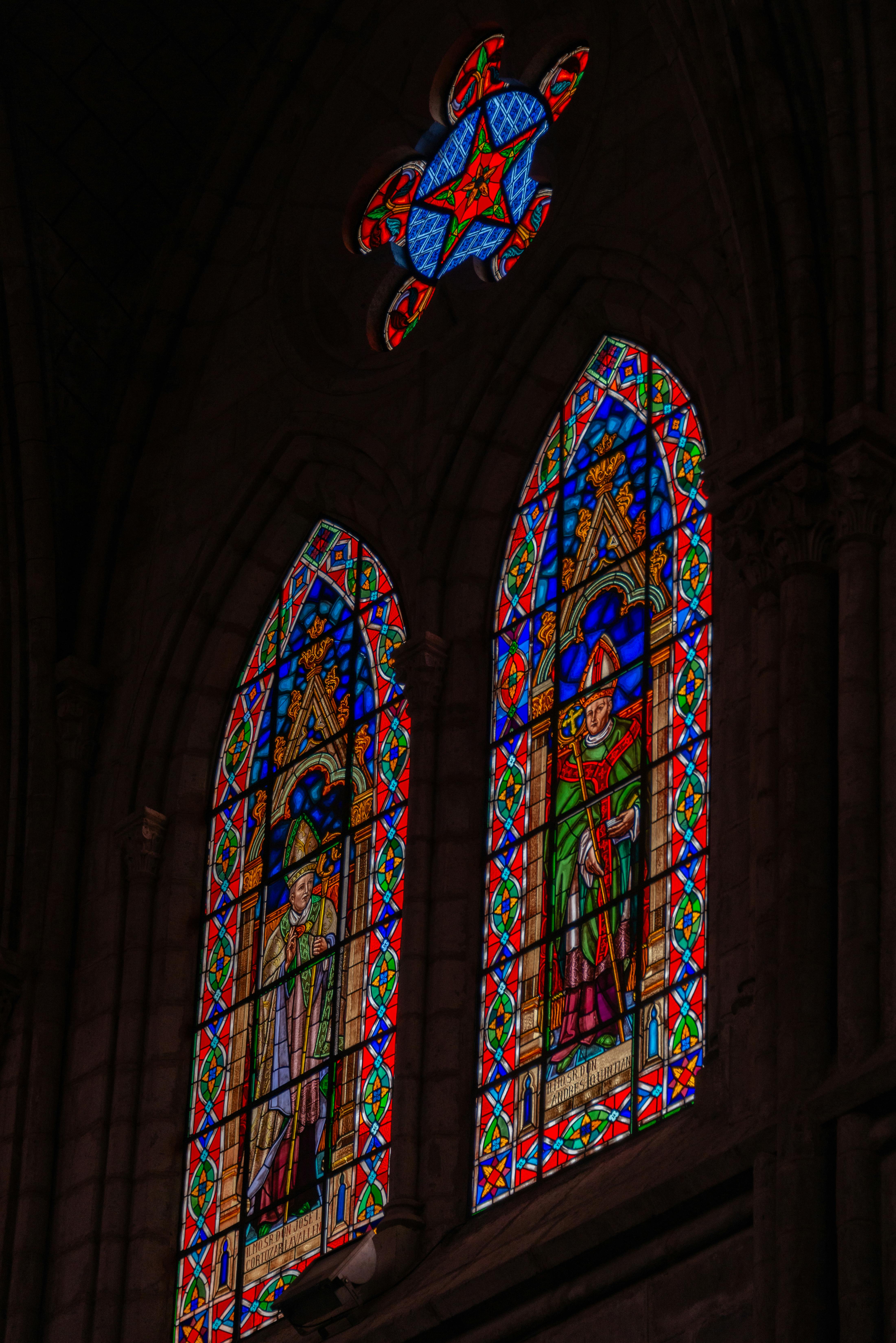 Stained Glass Windows of Neo Gothic Cathedral · Free Stock Photo