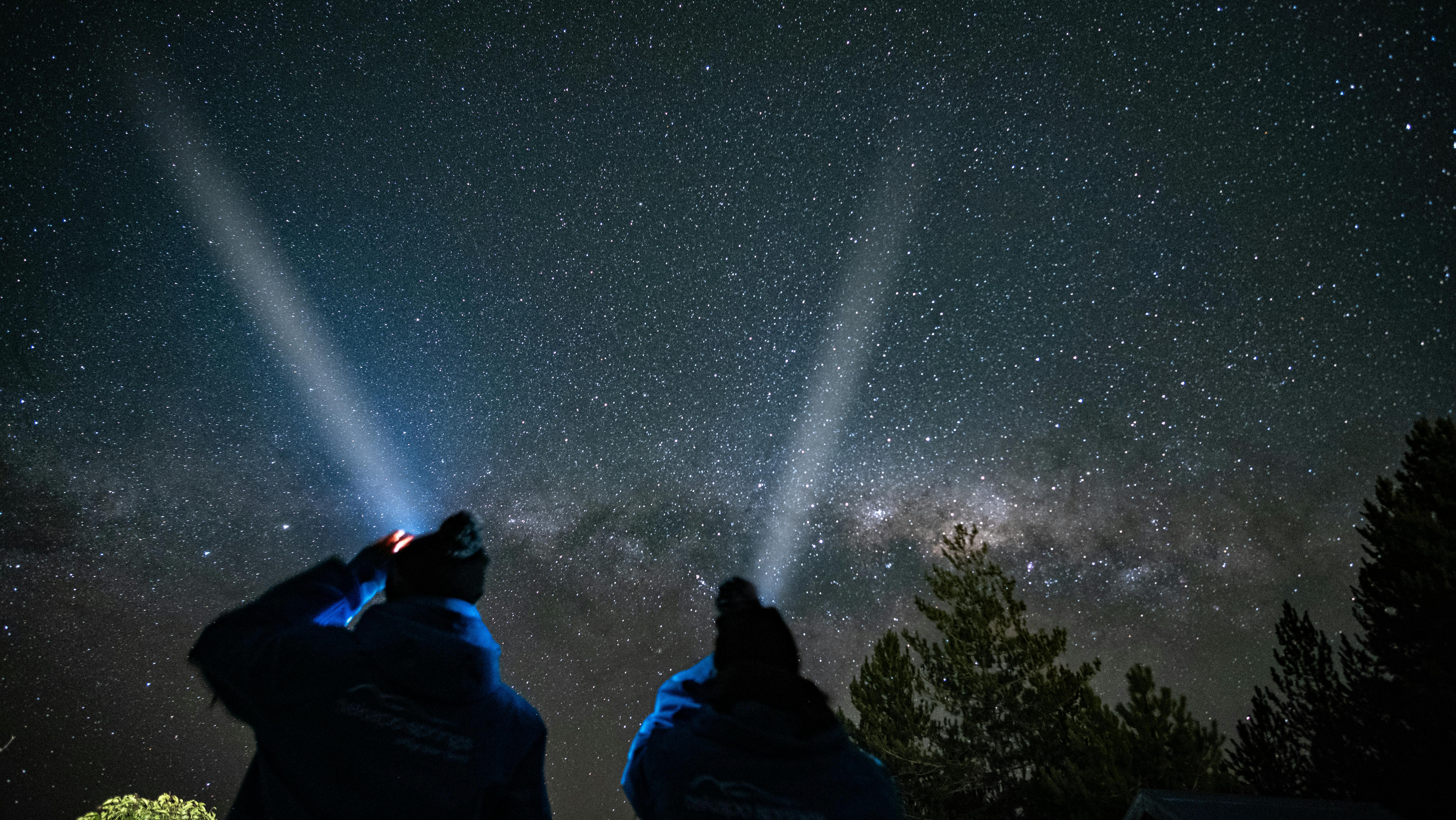 People with Flashlights under Clear, Night Sky with Stars · Free Stock ...