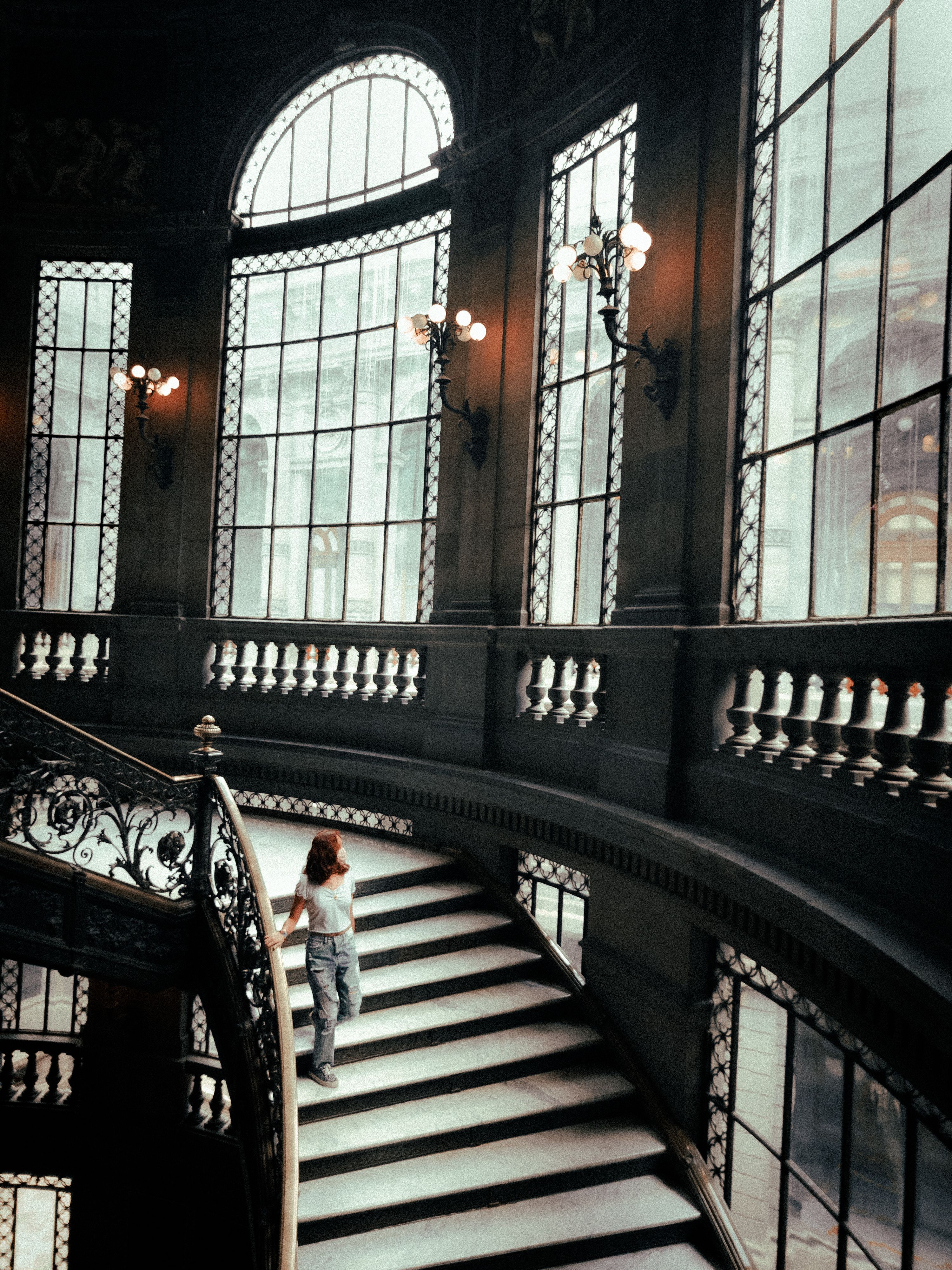 Woman Walking Down the Stairs in the National Art Museum, Mexico City ...