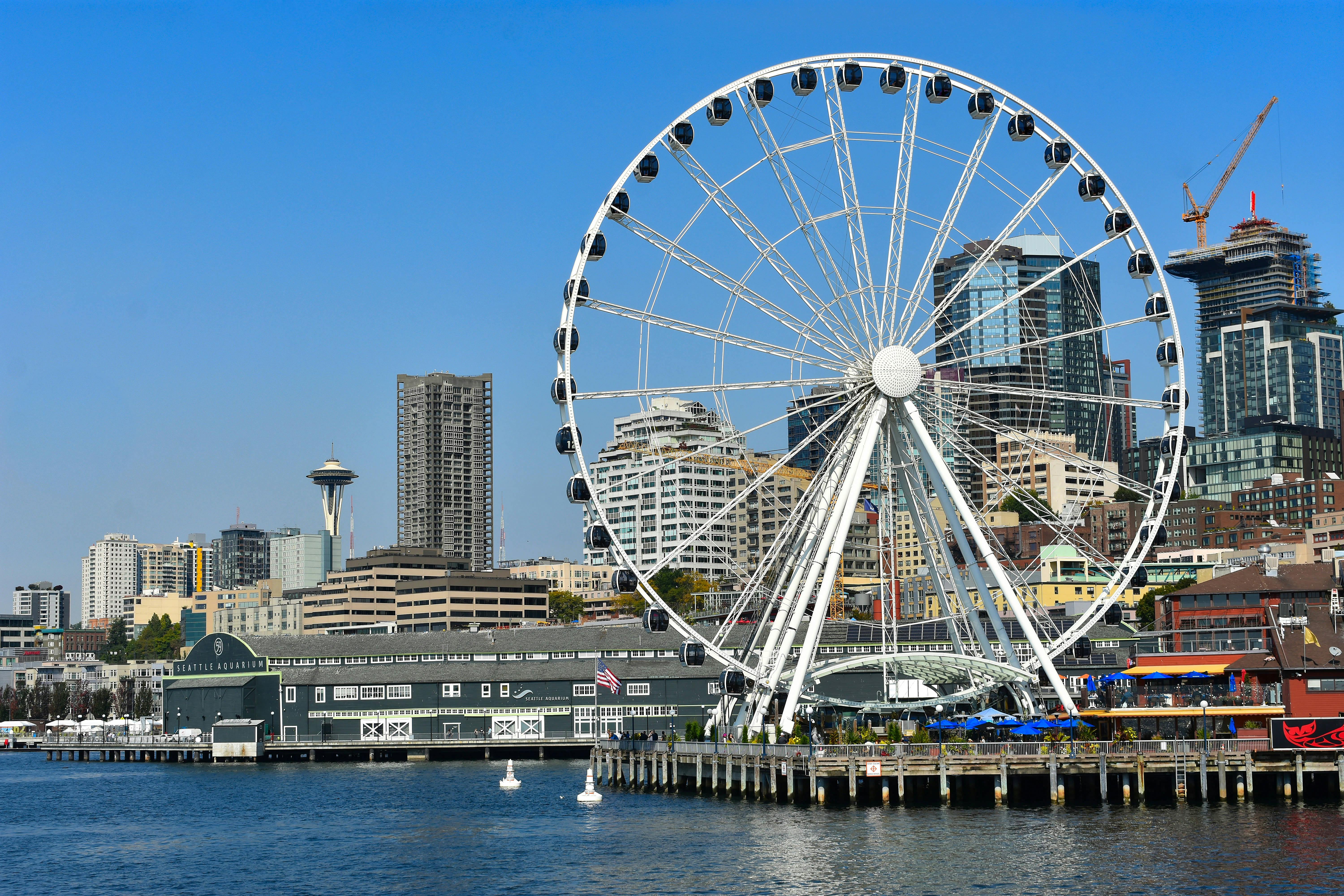 The Seattle Great Wheel on Sea Coast · Free Stock Photo