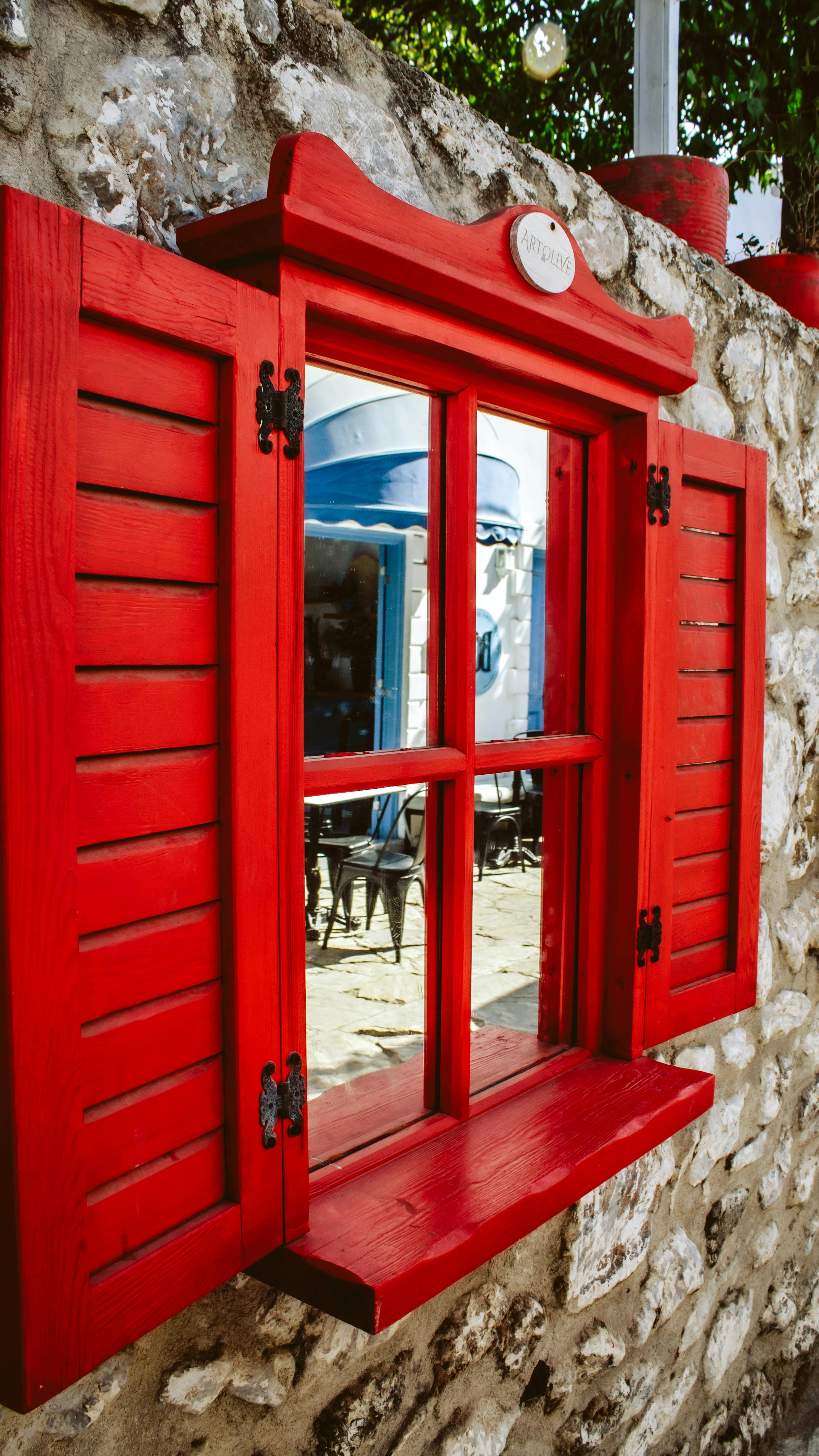Red Window with Shutters · Free Stock Photo
