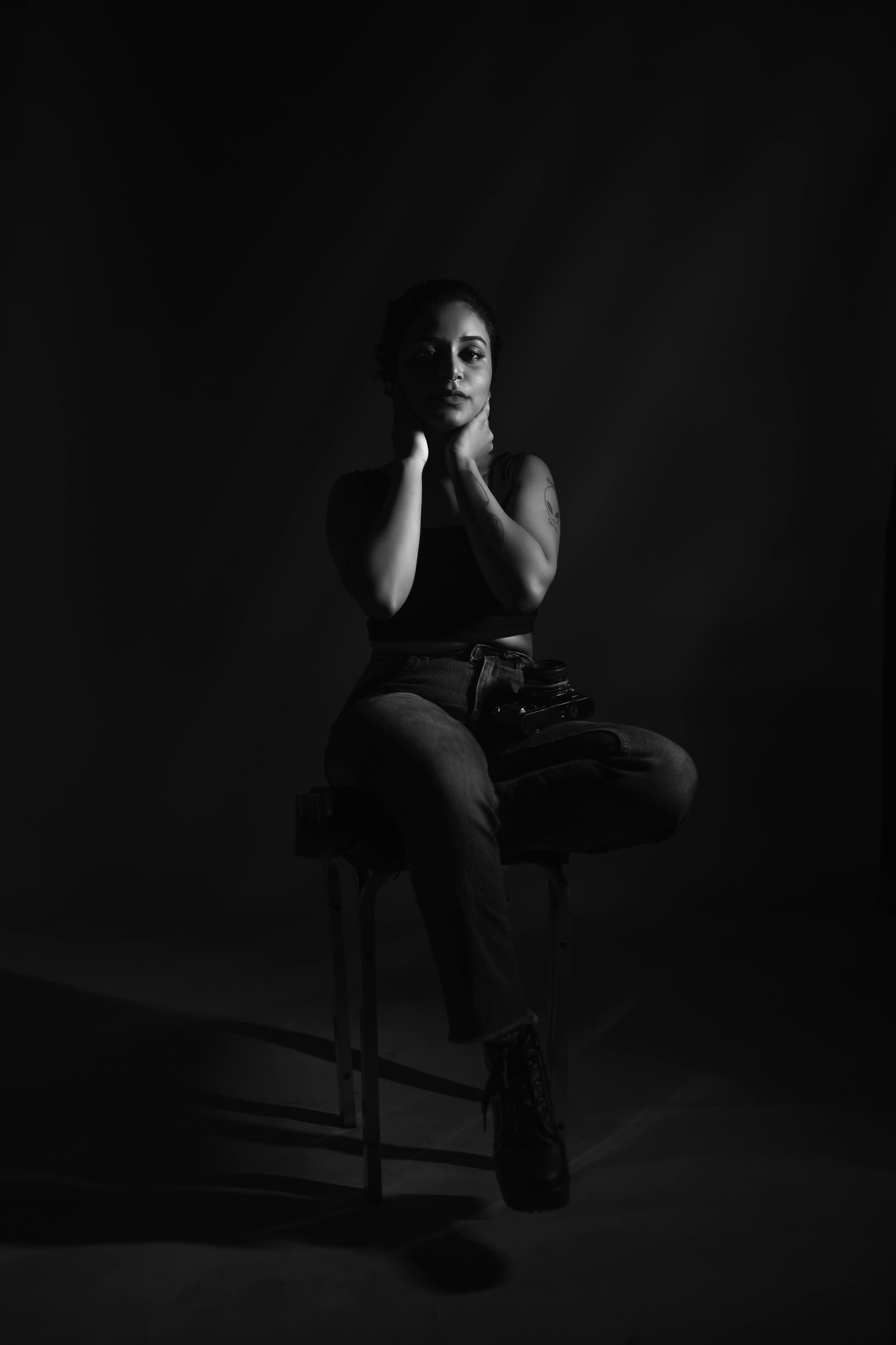 Studio Shot of Model in Jeans · Free Stock Photo