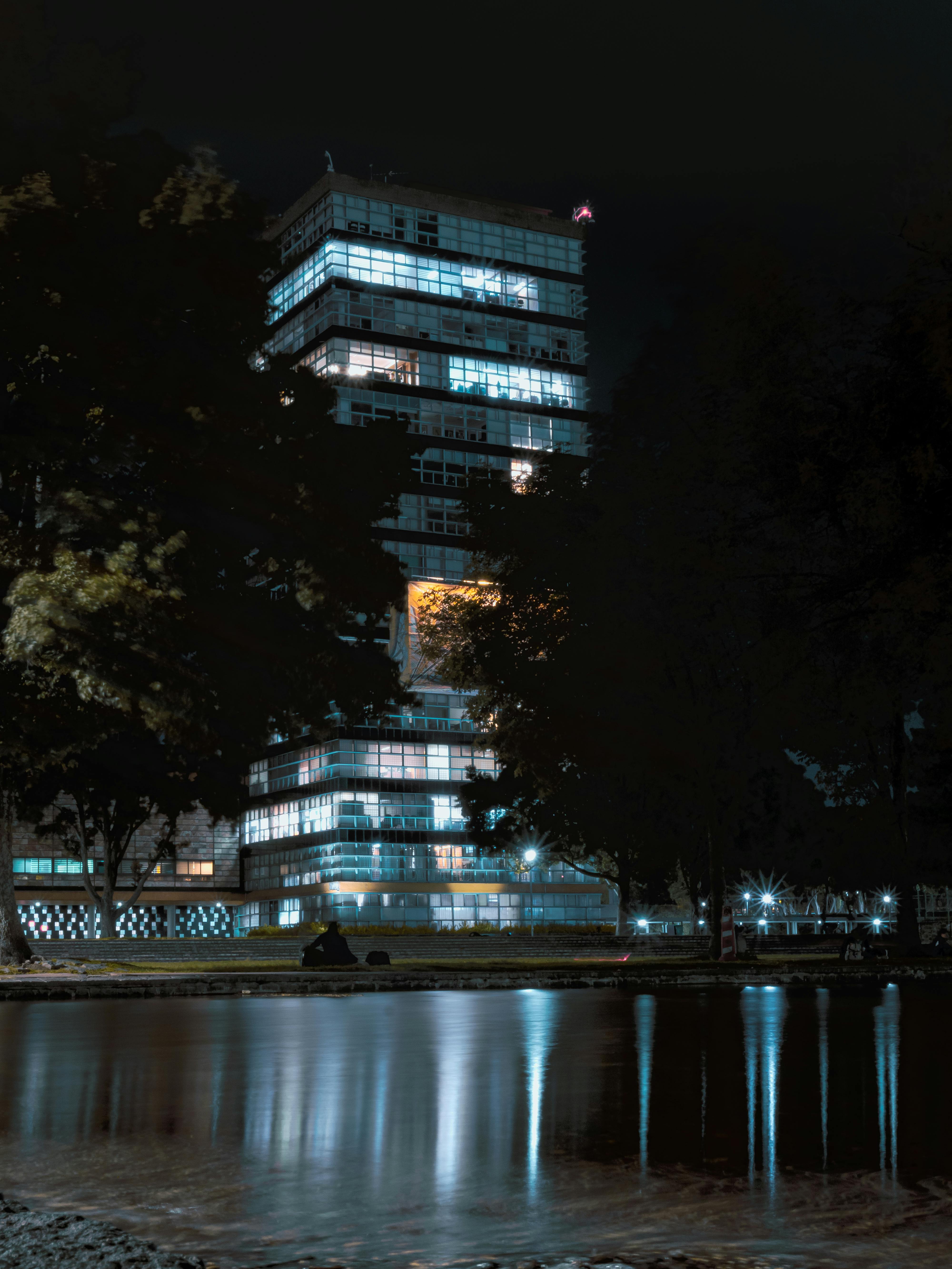 UNAM University Building at Night, Mexico City · Free Stock Photo