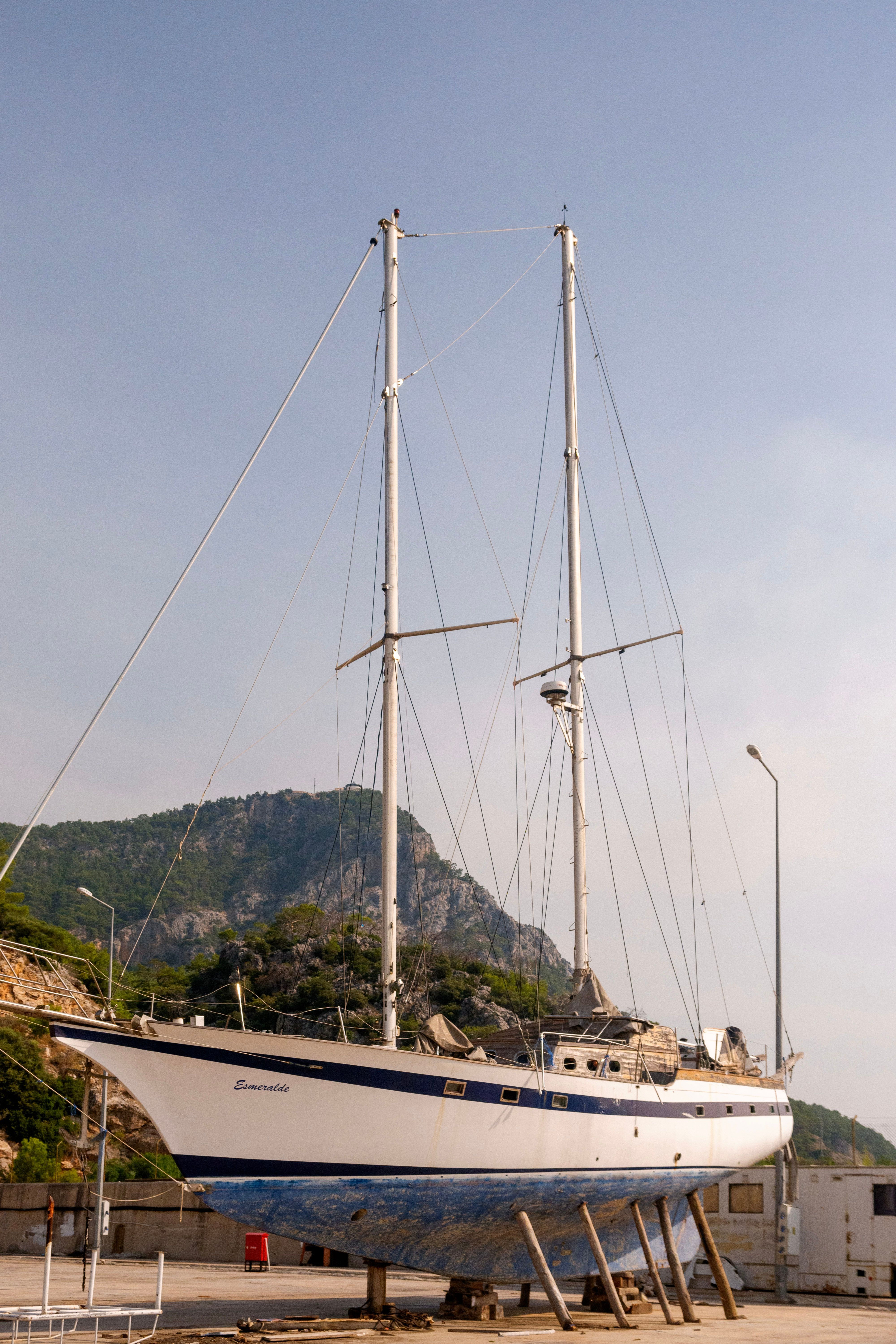 A Sailboat on a Metal Construction on the Shore · Free Stock Photo