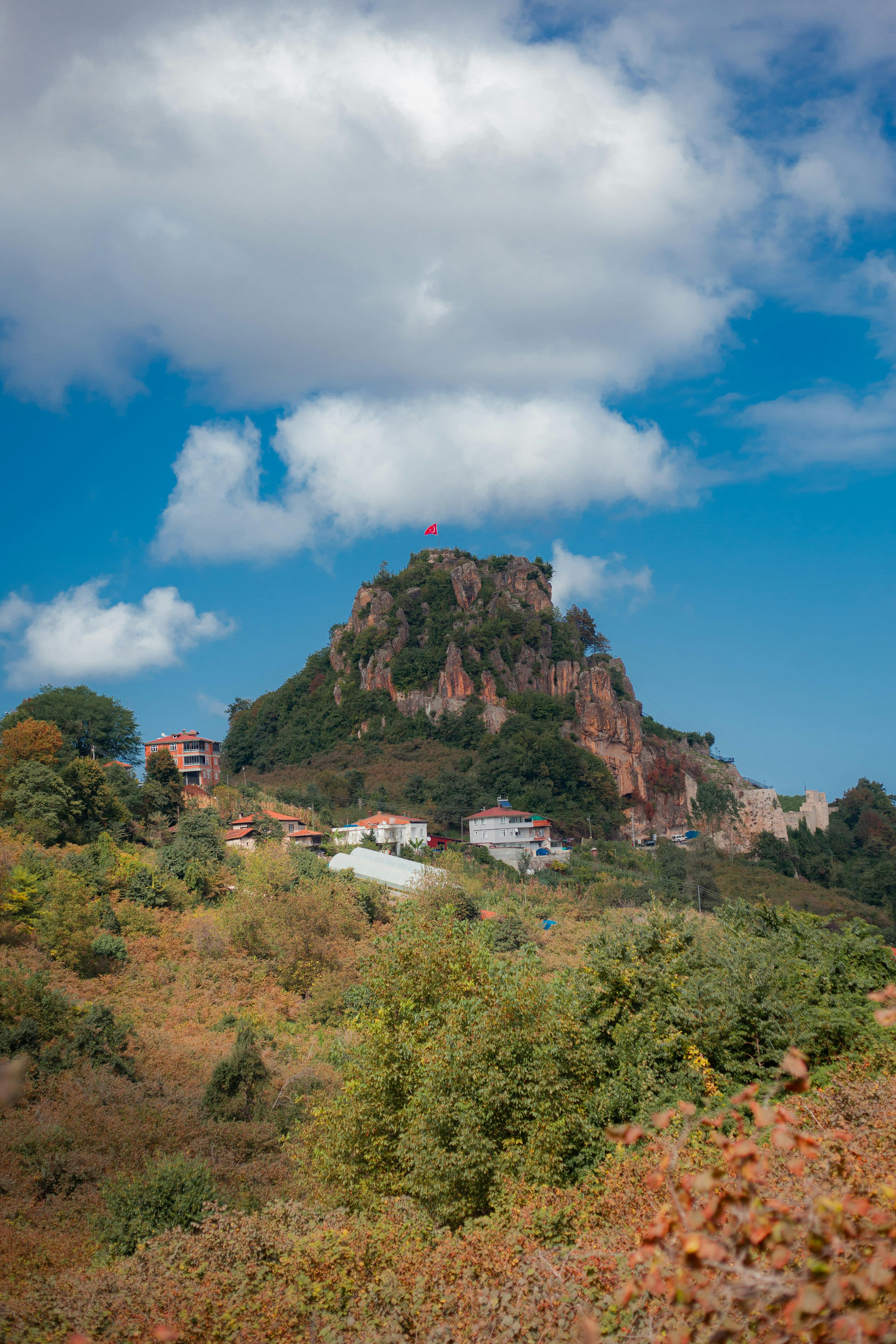 Houses at the Foot of the Mountain with Ankara Castle on its Slopes ...