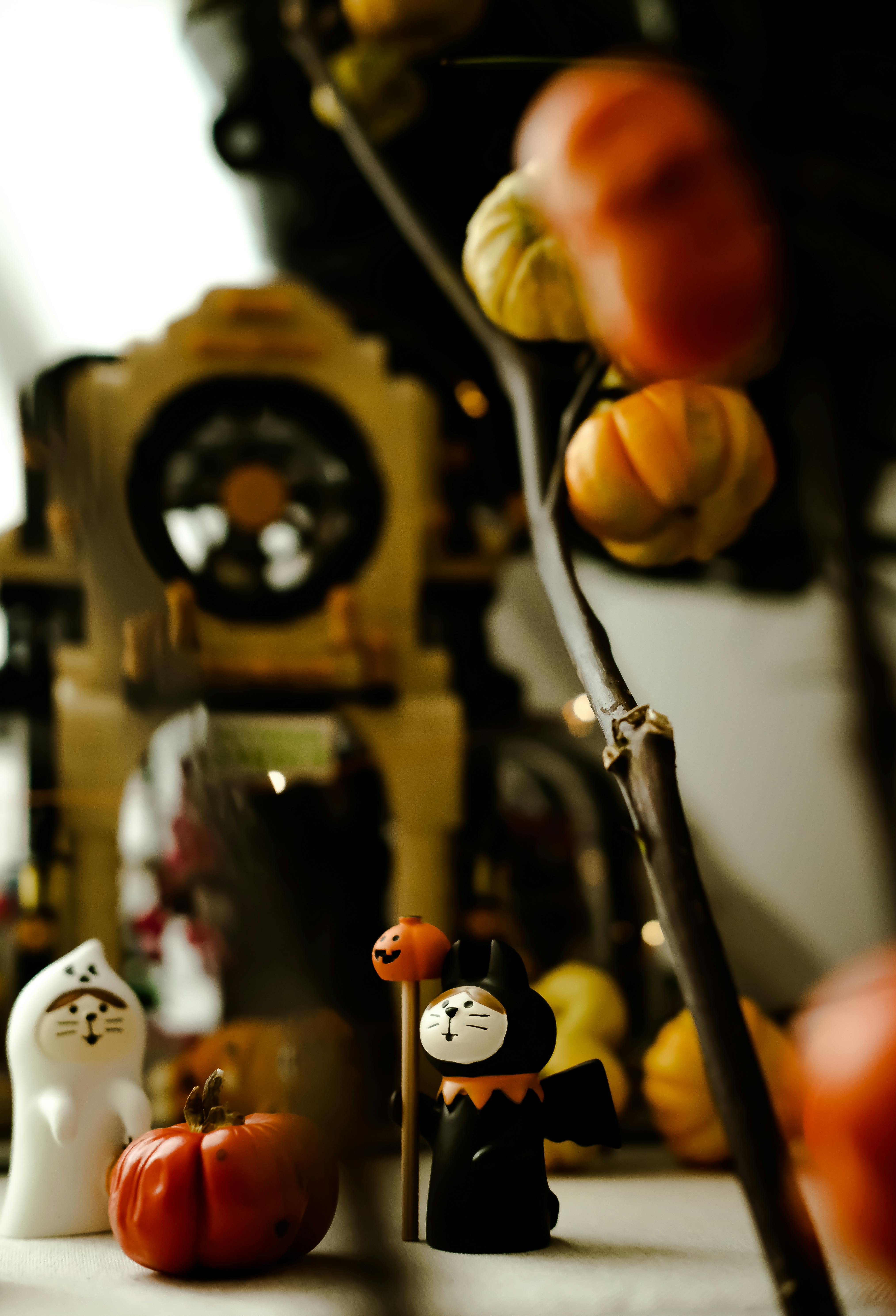 Halloween Still Life with Small Pumpkins and Ceramic Figurines · Free ...