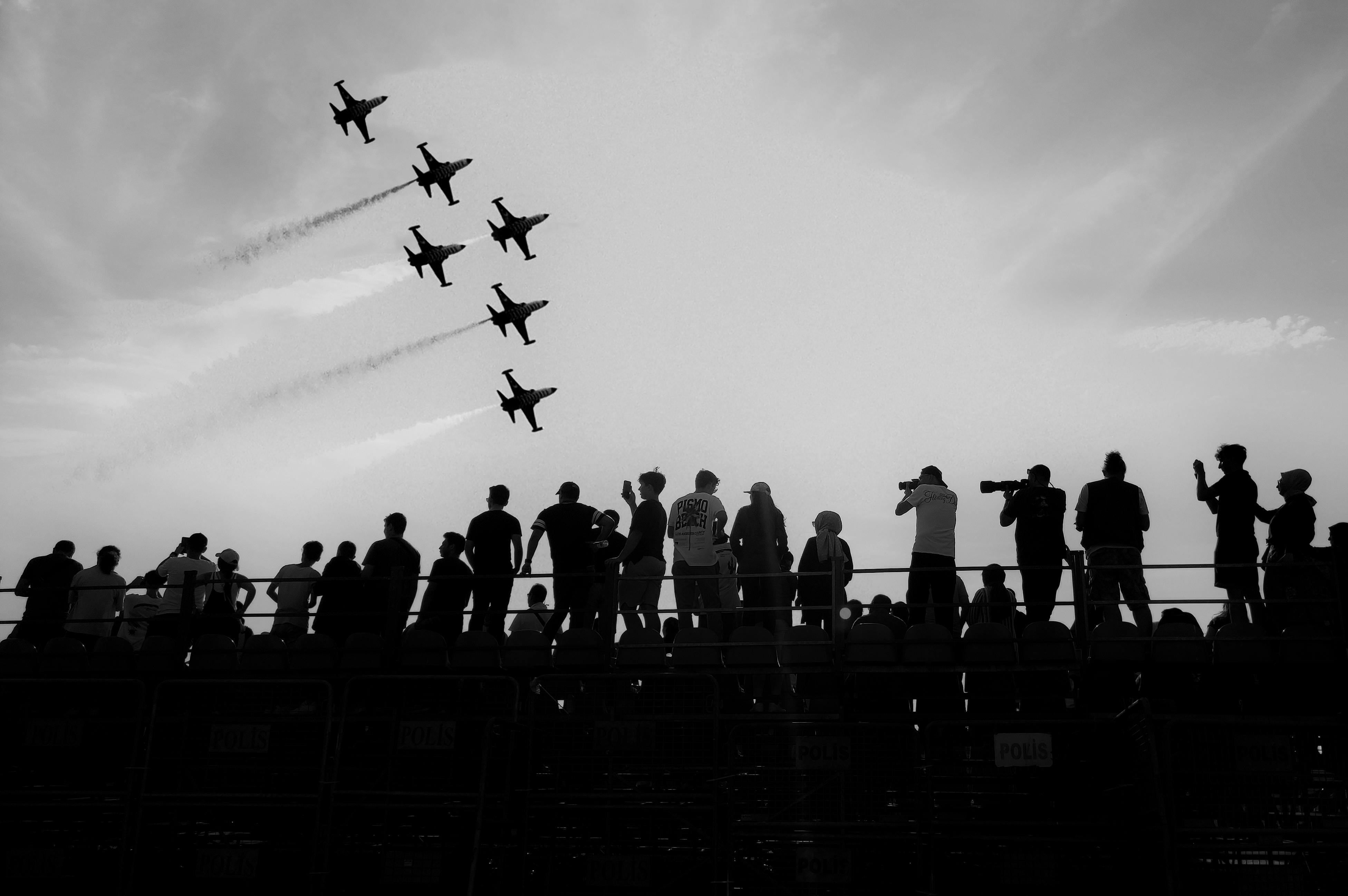 Squadron of Planes Above the Audience at an Air Show · Free Stock Photo