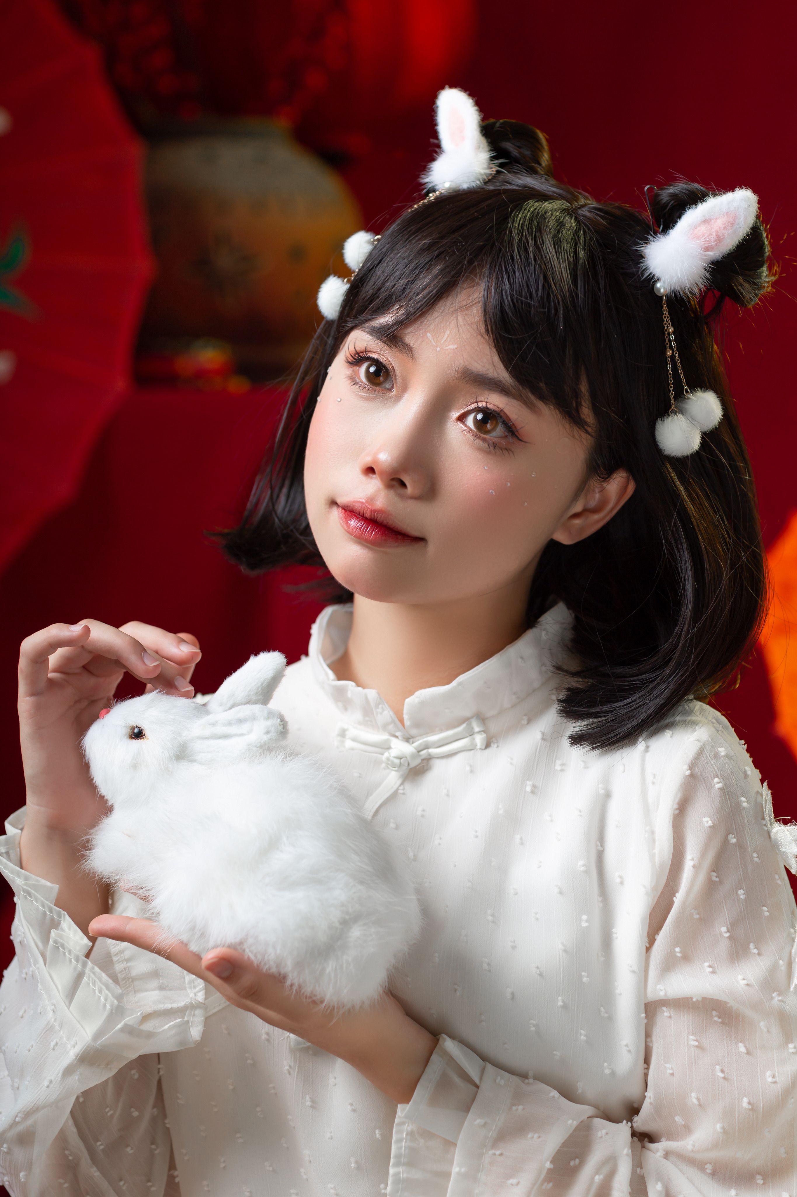 Portrait of Woman with Rabbit · Free Stock Photo