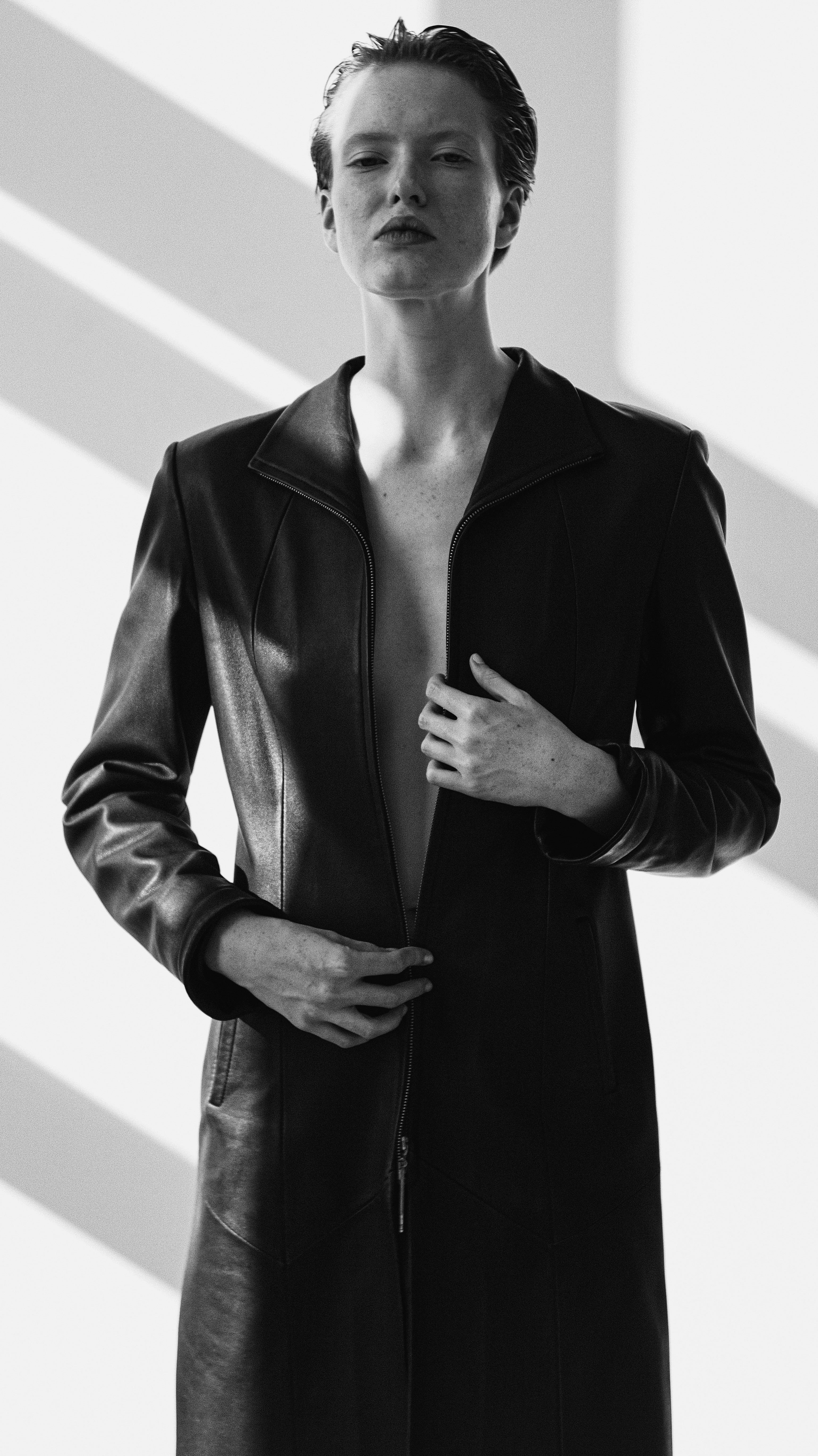 Model Posing in Leather Coat · Free Stock Photo