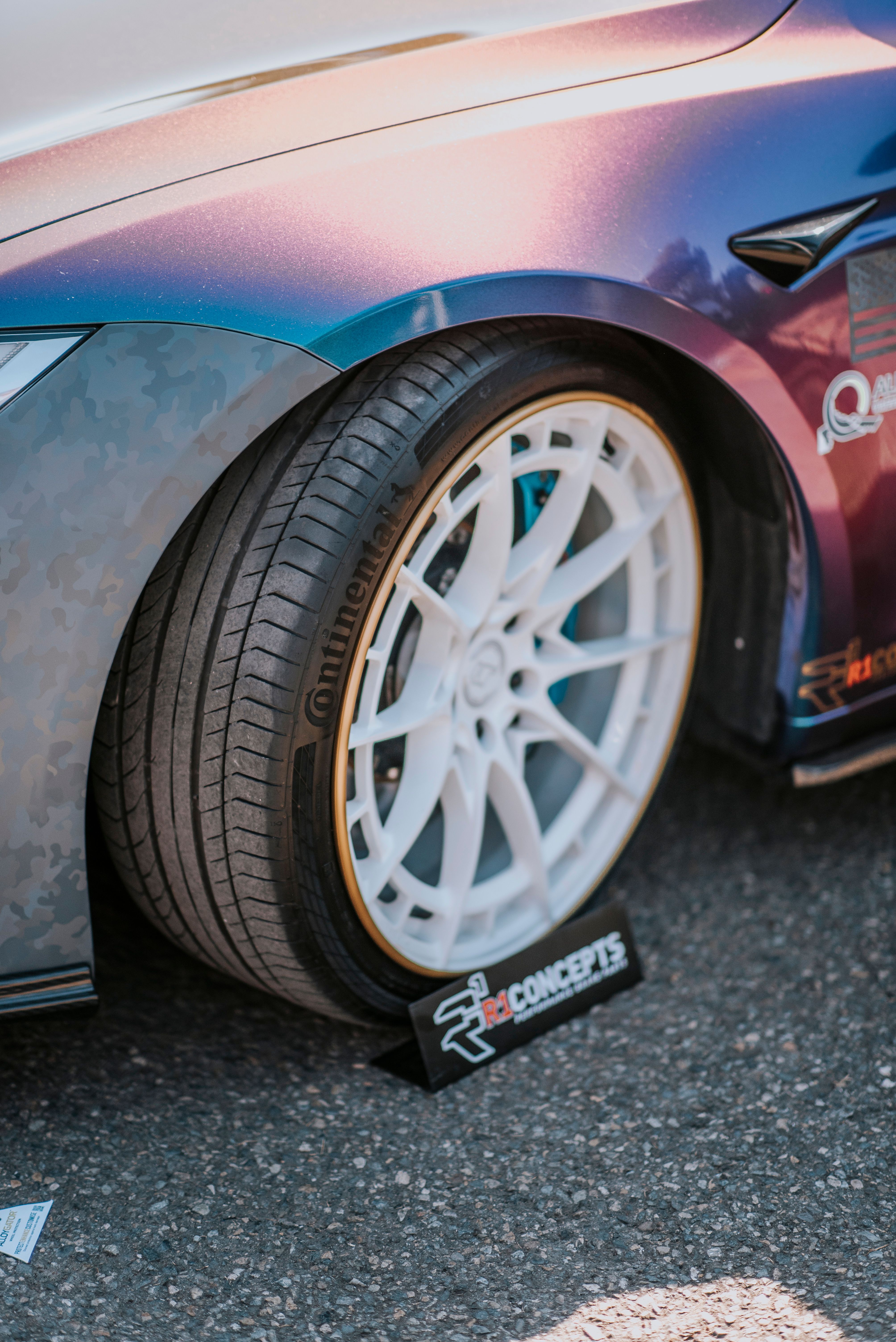 Close-Up of Detailed Custom Car Wheel and Body · Free Stock Photo