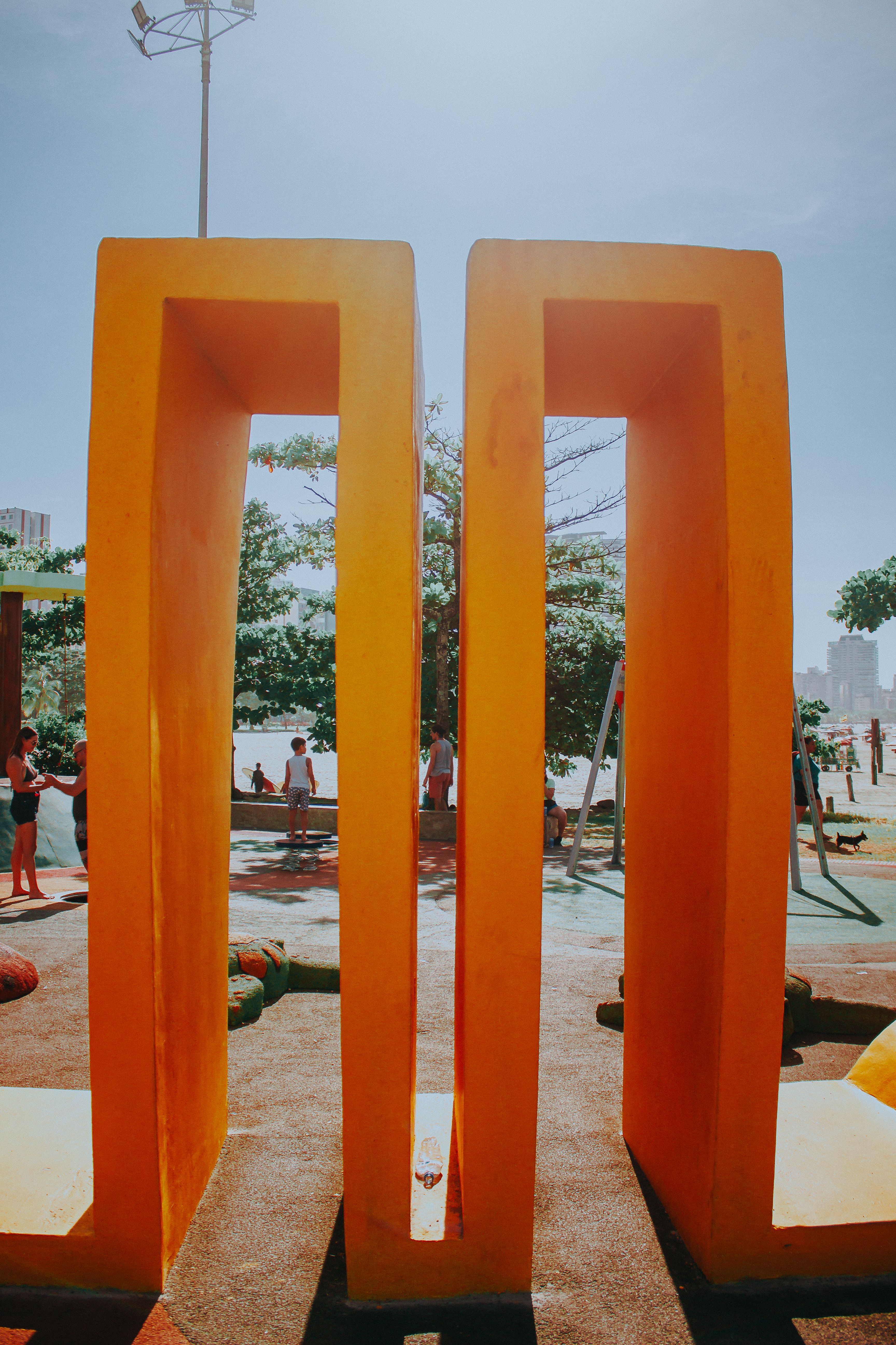 Orange Structure on Square in City · Free Stock Photo