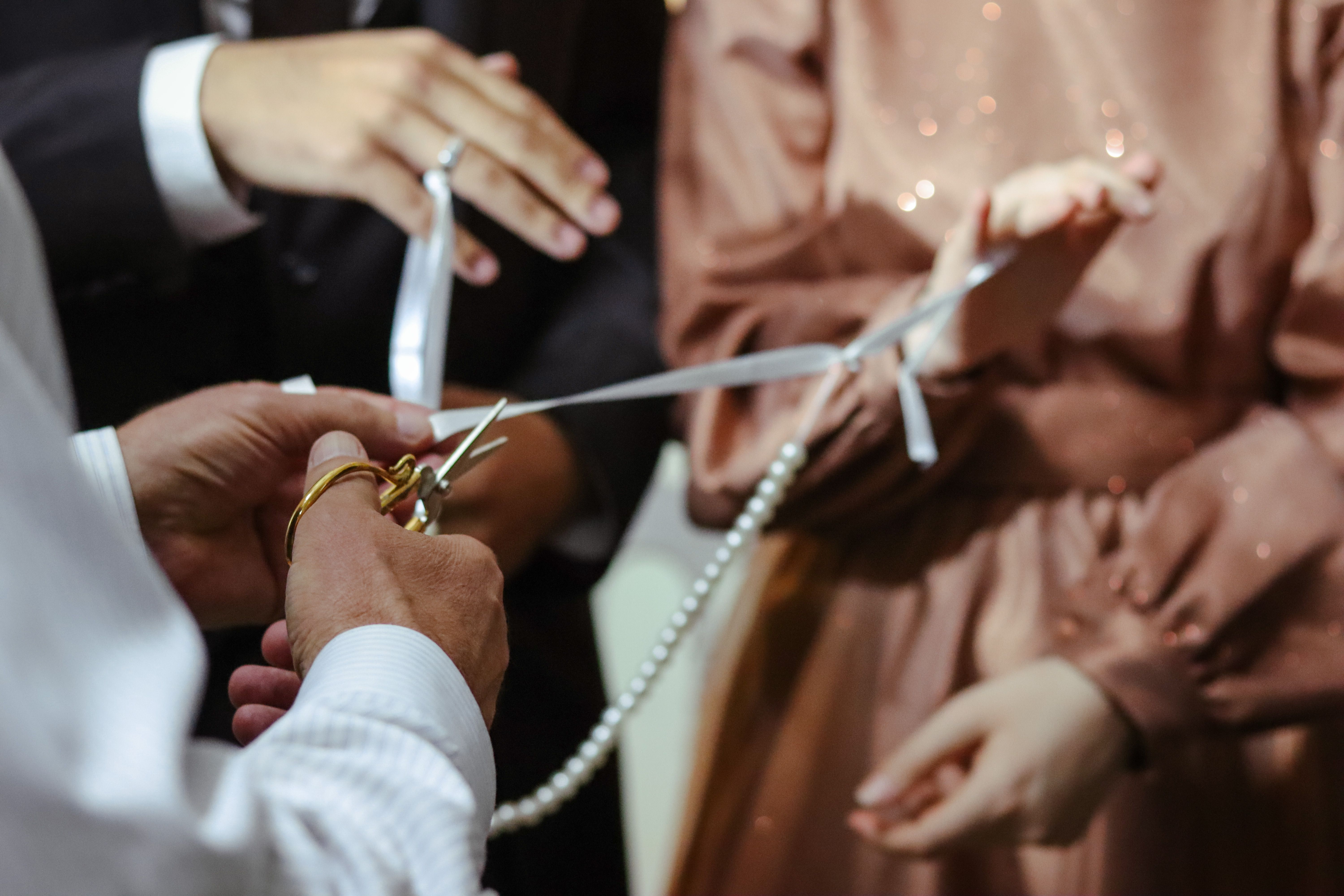 Cutting the Ribbon Tied to Wedding Rings During a Traditional Turkish ...