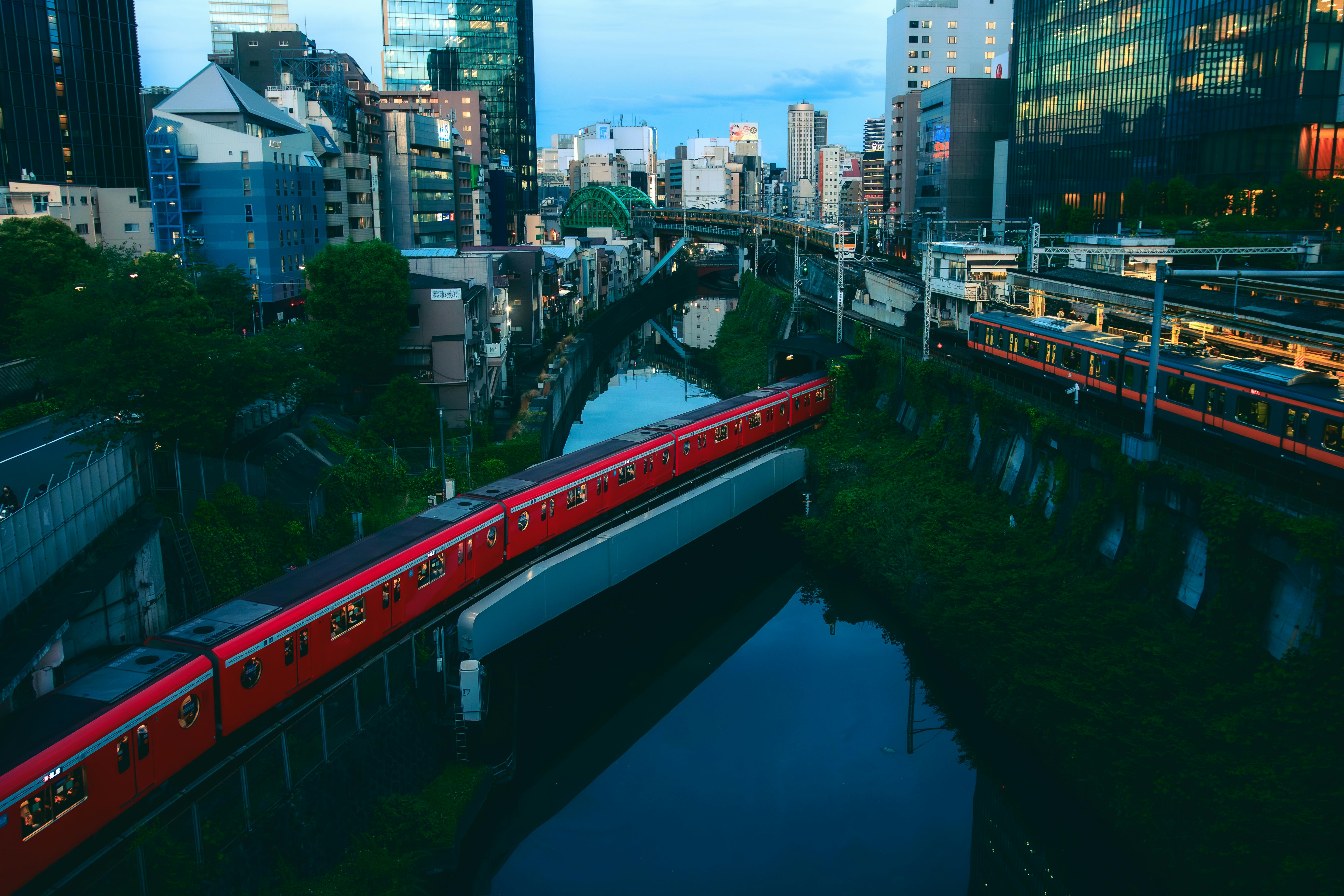 Train on Bridge at Ochanomizu Station in Tokyo · Free Stock Photo