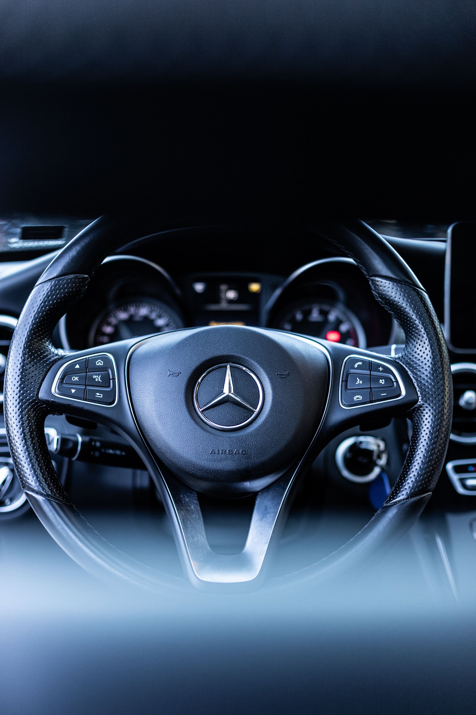 Steering Wheel in a Modern Mercedes · Free Stock Photo