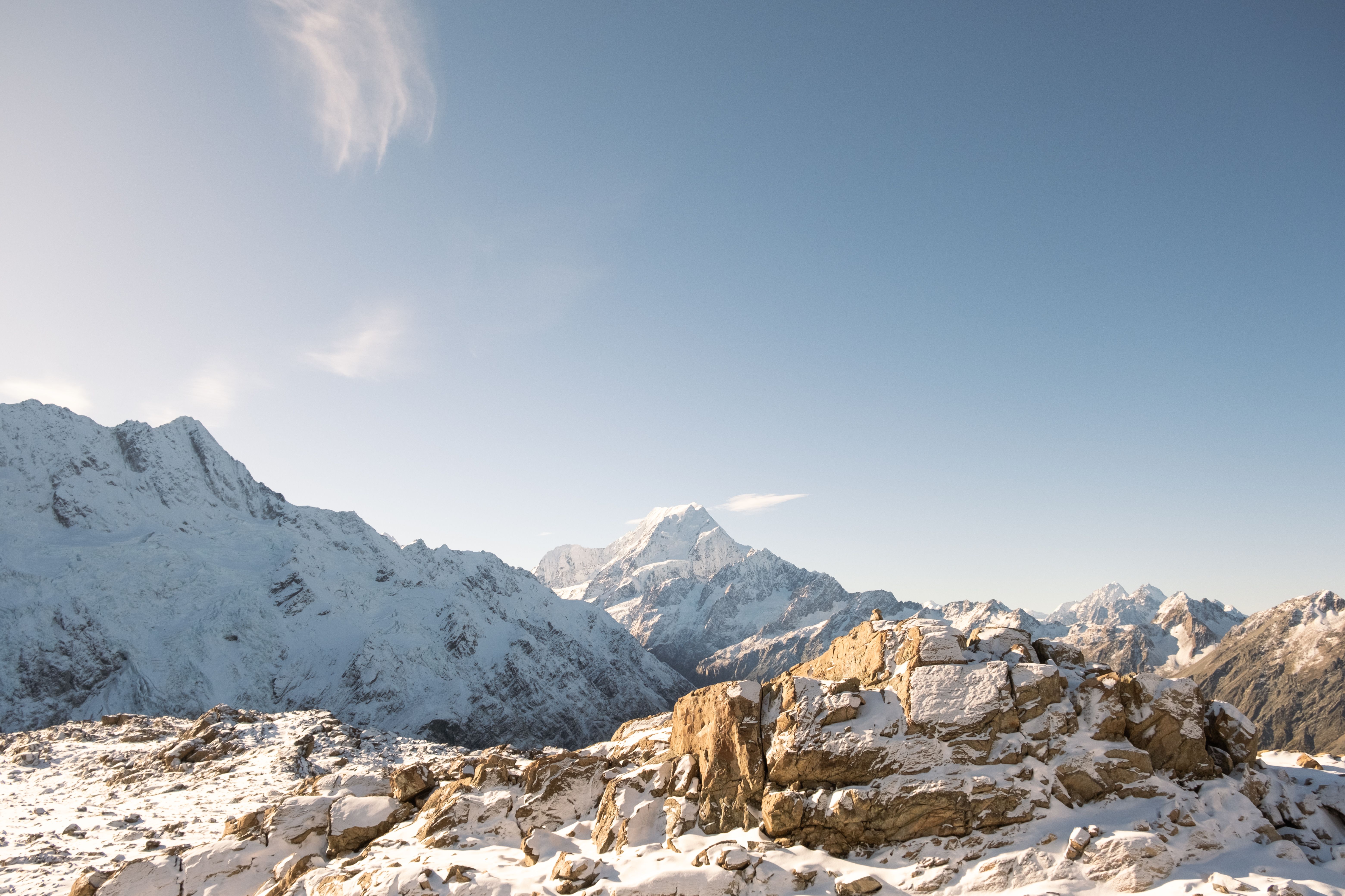 Mountains of Mount Cook National Park in the Light of the Setting Sun ...