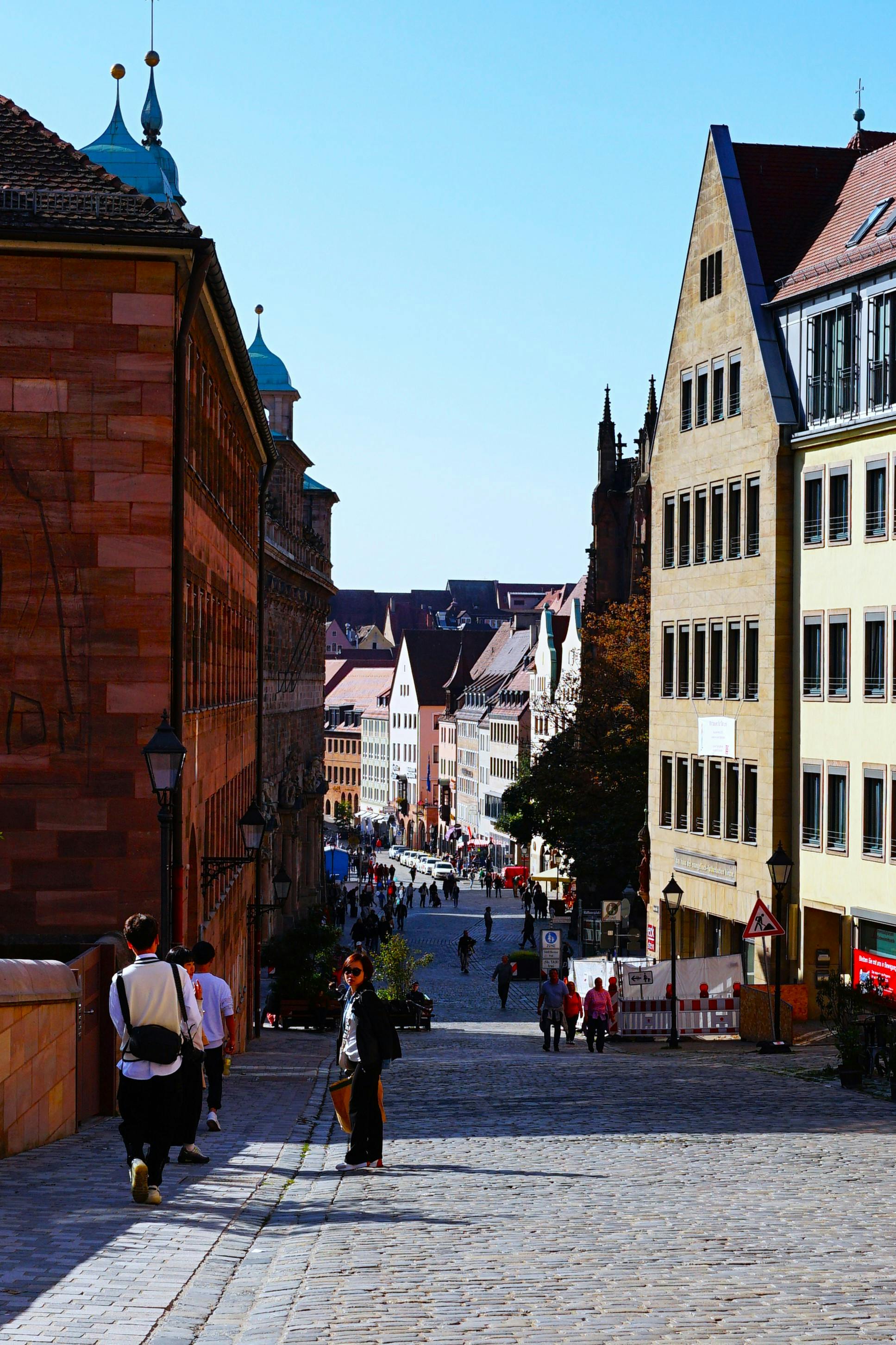 Street Between Tenement Houses with Bay Windows and an Old Factory ...