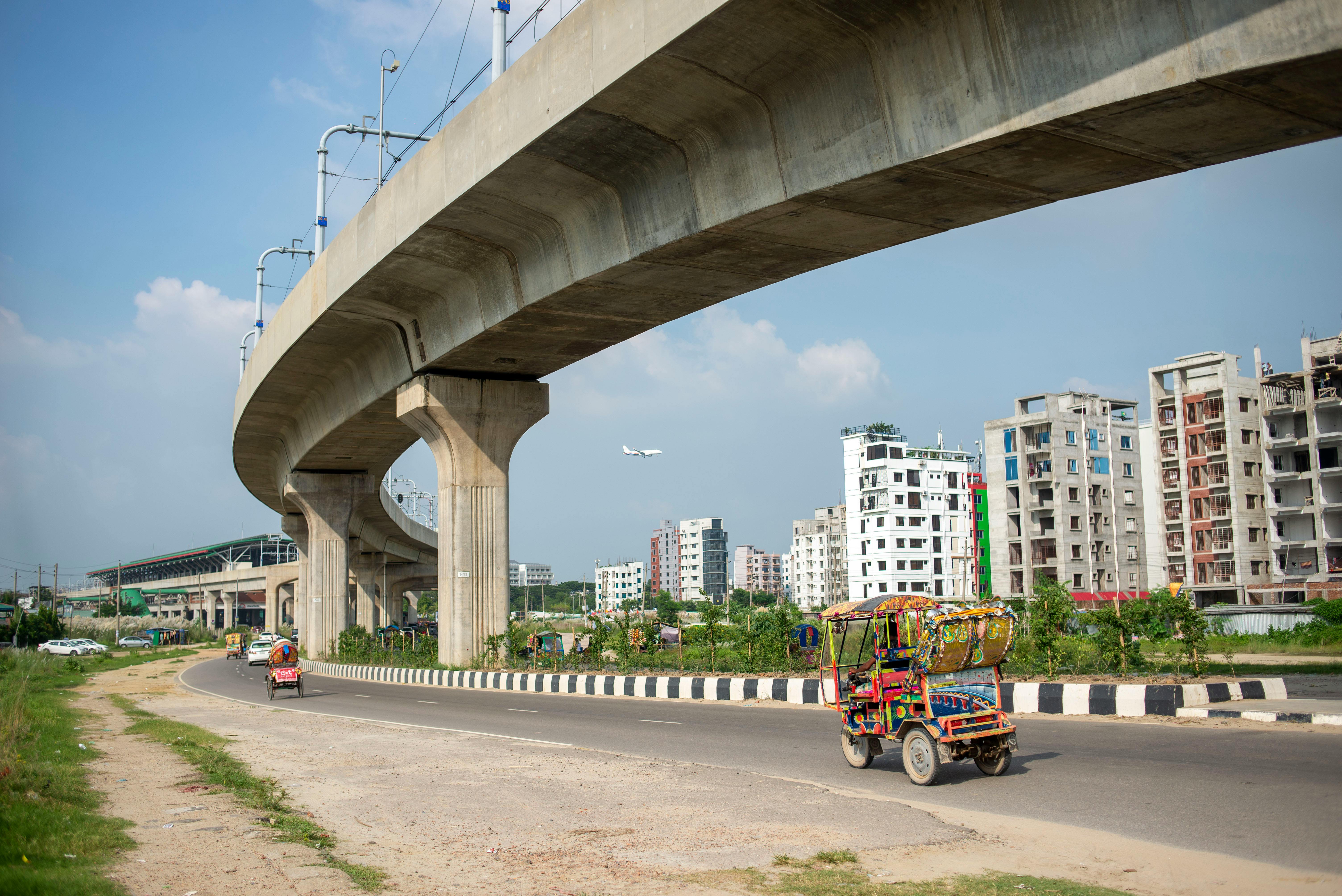 Traffic on Street Under Dhaka Metro Overpass · Free Stock Photo