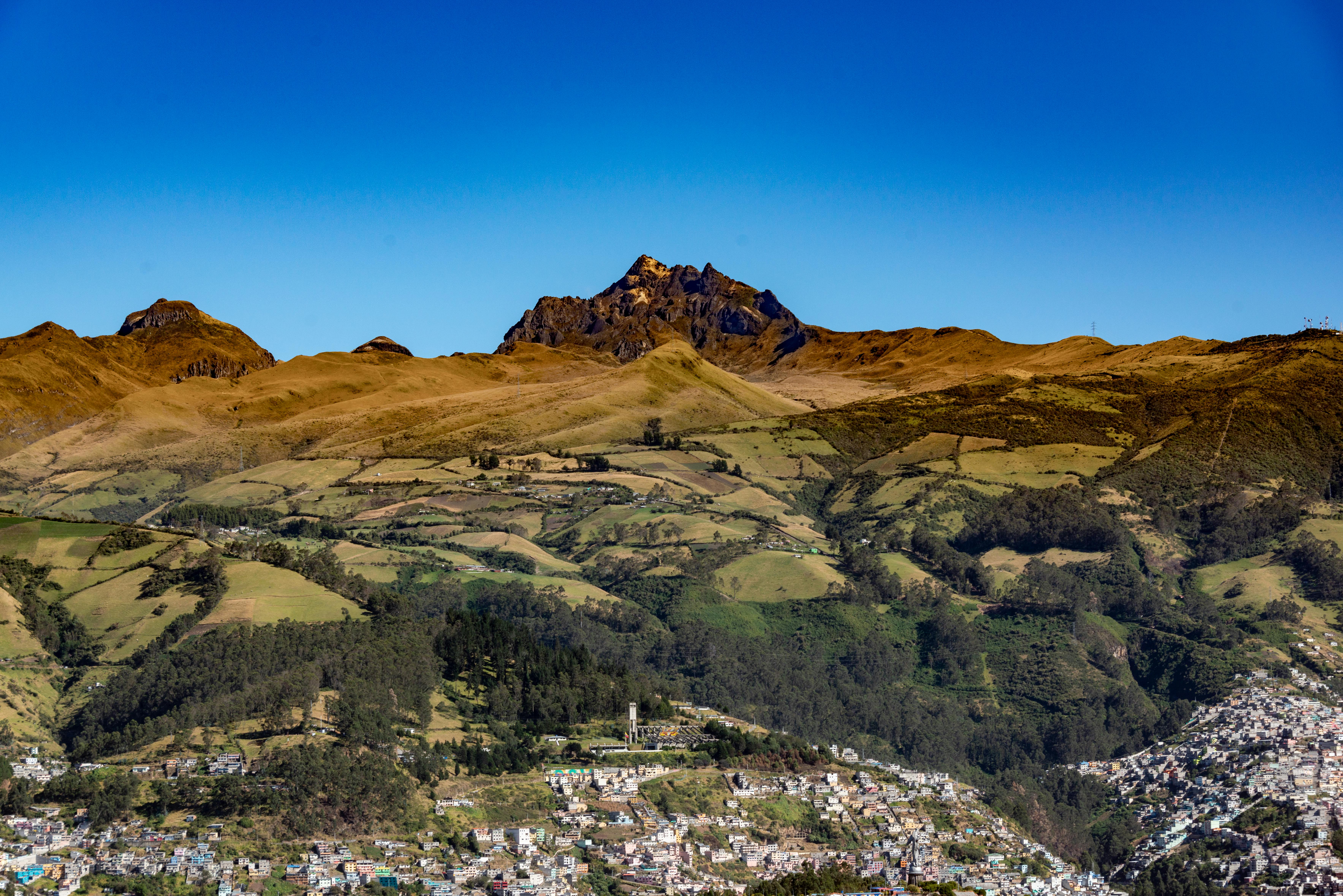 Scenic Mountain Landscape with Quito Outskirts and Pichincha Volcano ...