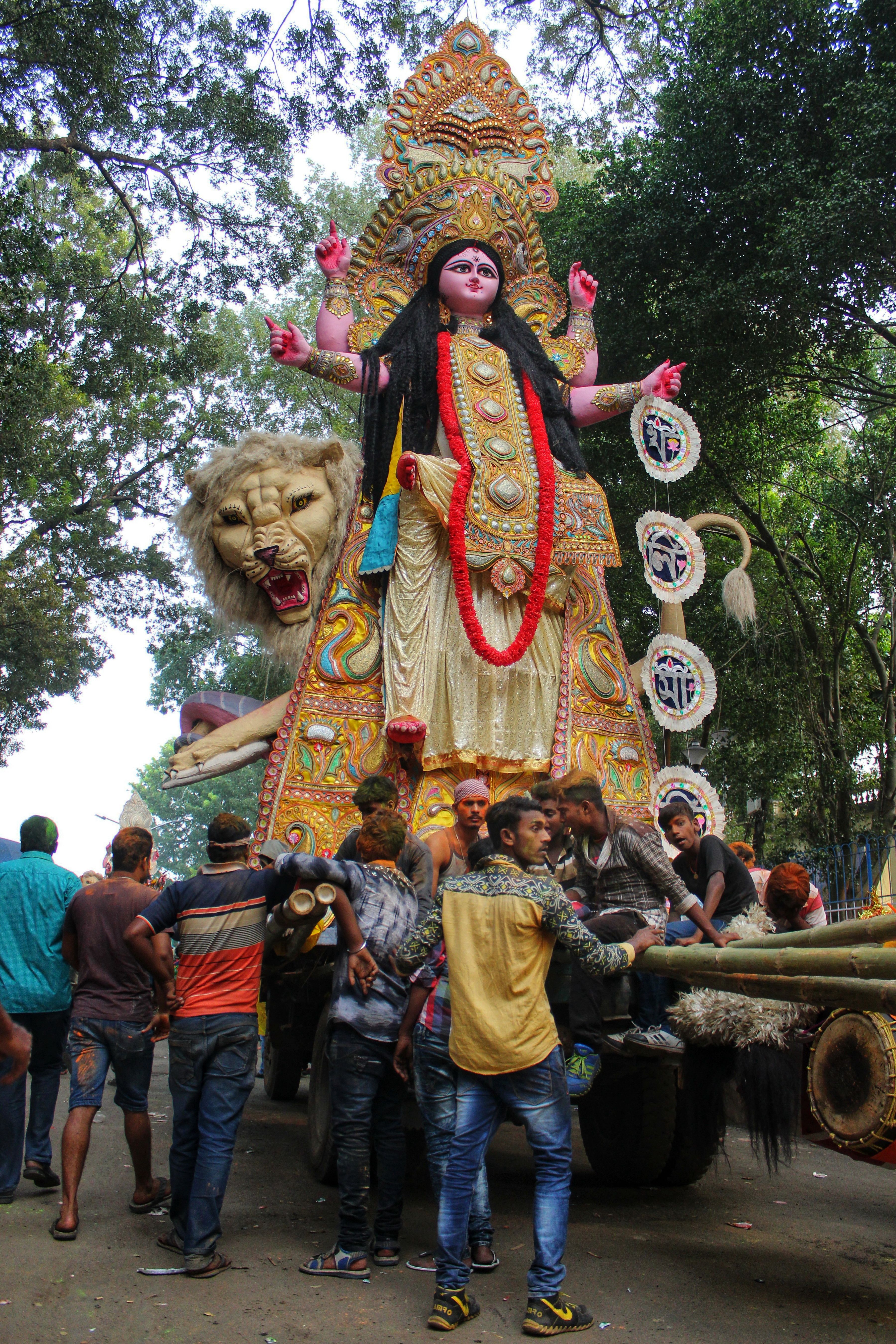 Float Surrounded by People at the Hindu Festival Jagaddhatri Puja ...