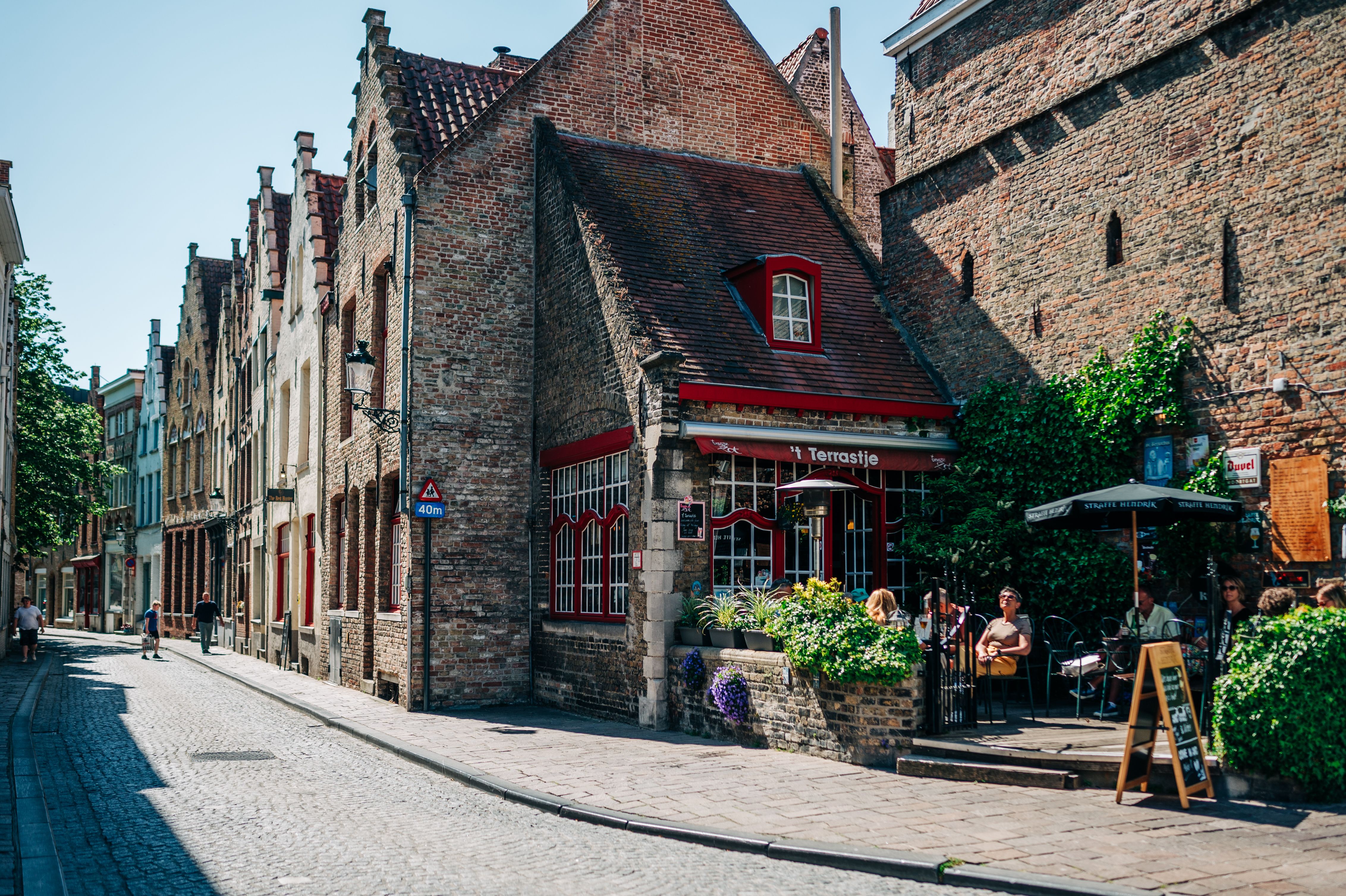 View of an Alley and Historic Buildings in the Old Town of Bruges ...