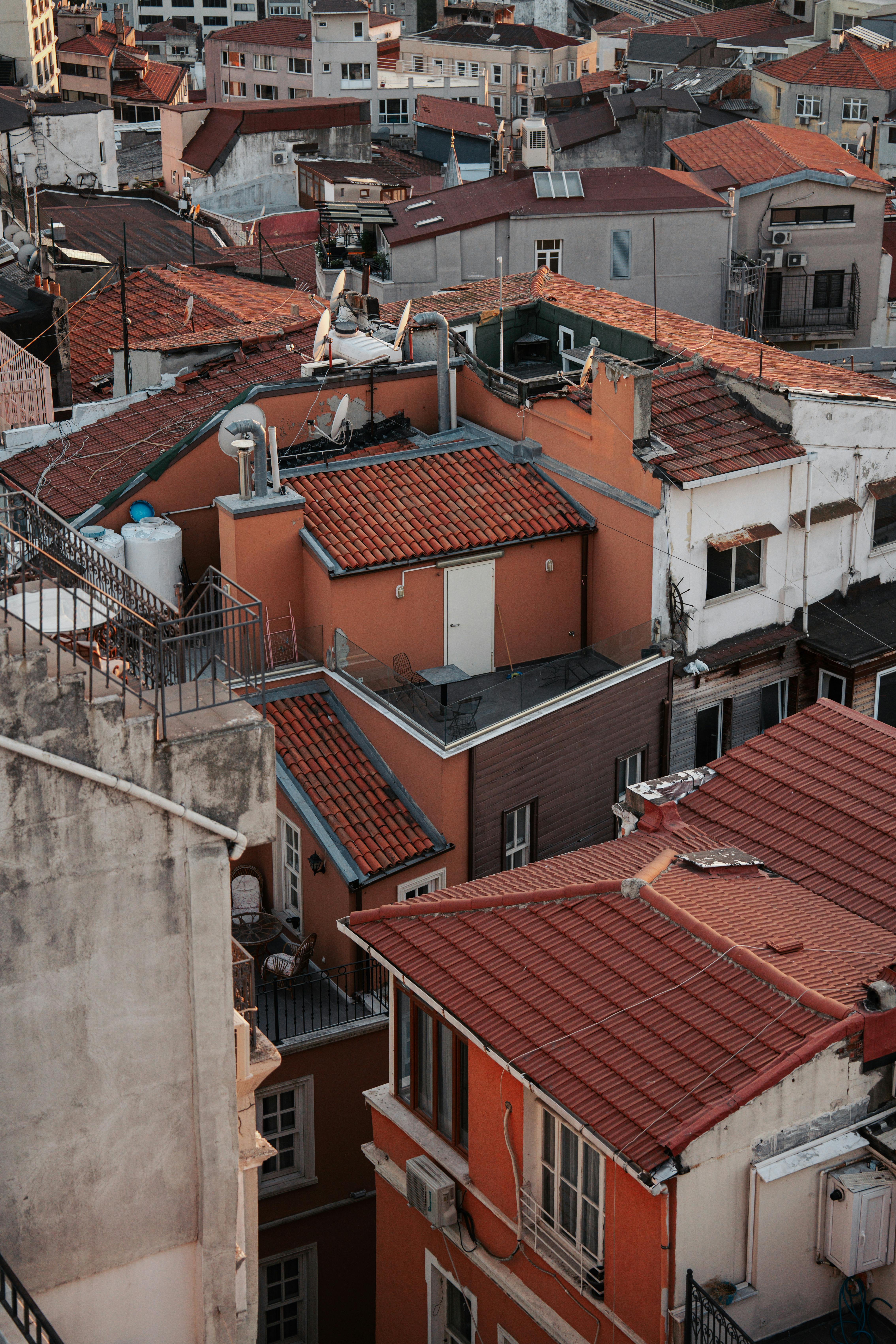 Aerial View of Urban Rooftops in European City · Free Stock Photo