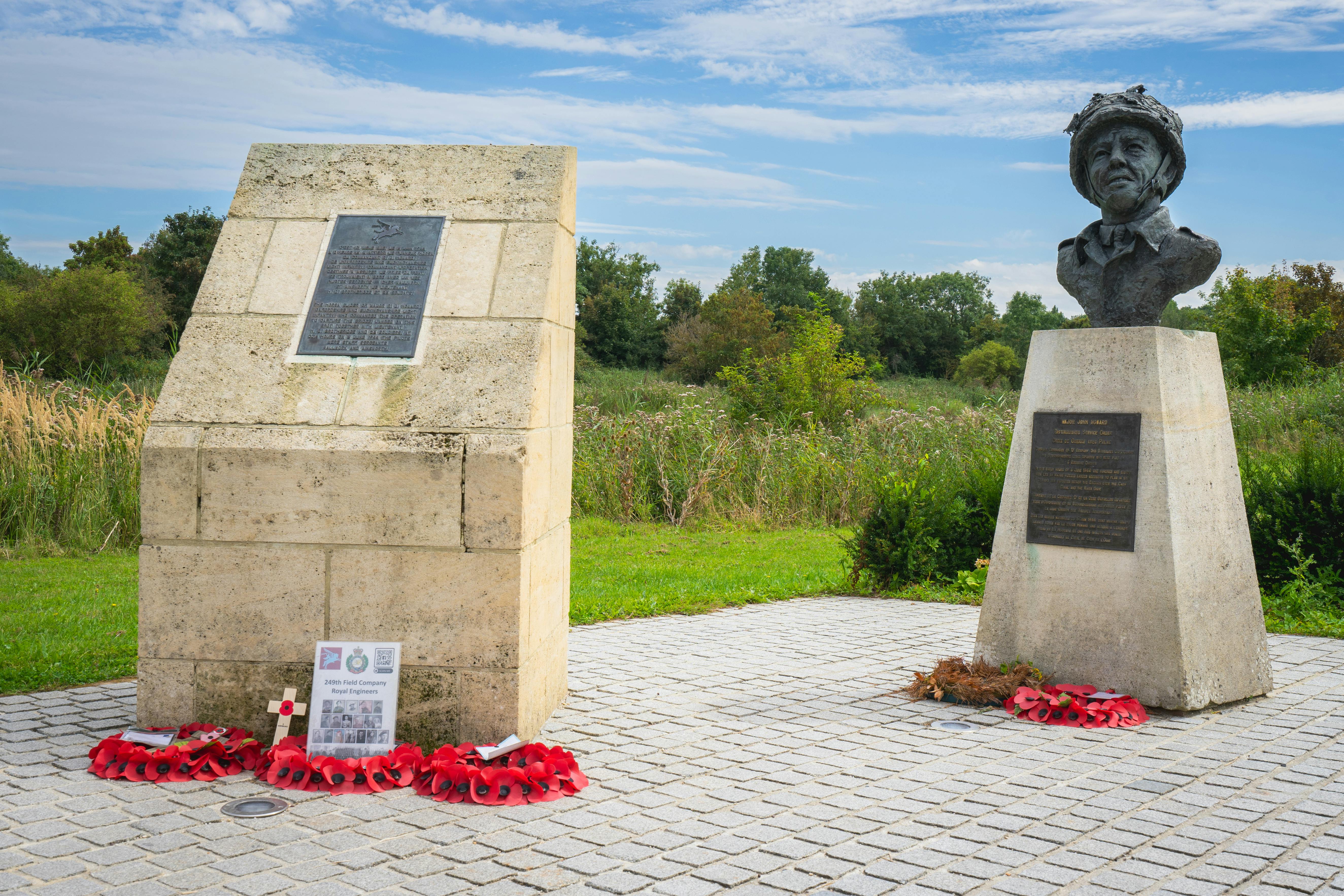 Statue and memorial for Major John Howard, close to the Pegasus Bridge ...