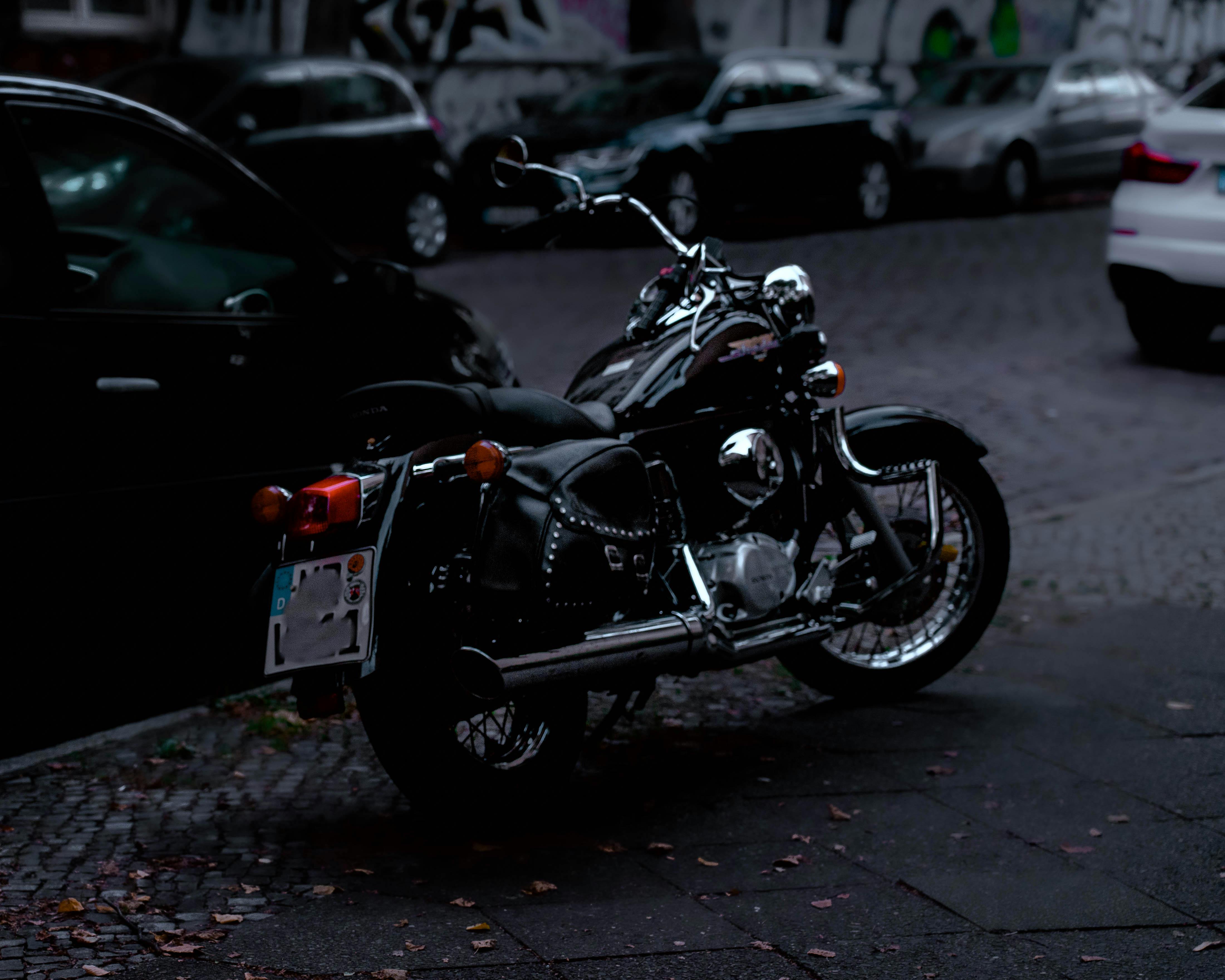 Honda Shadow Motorcycle on Sidewalk · Free Stock Photo