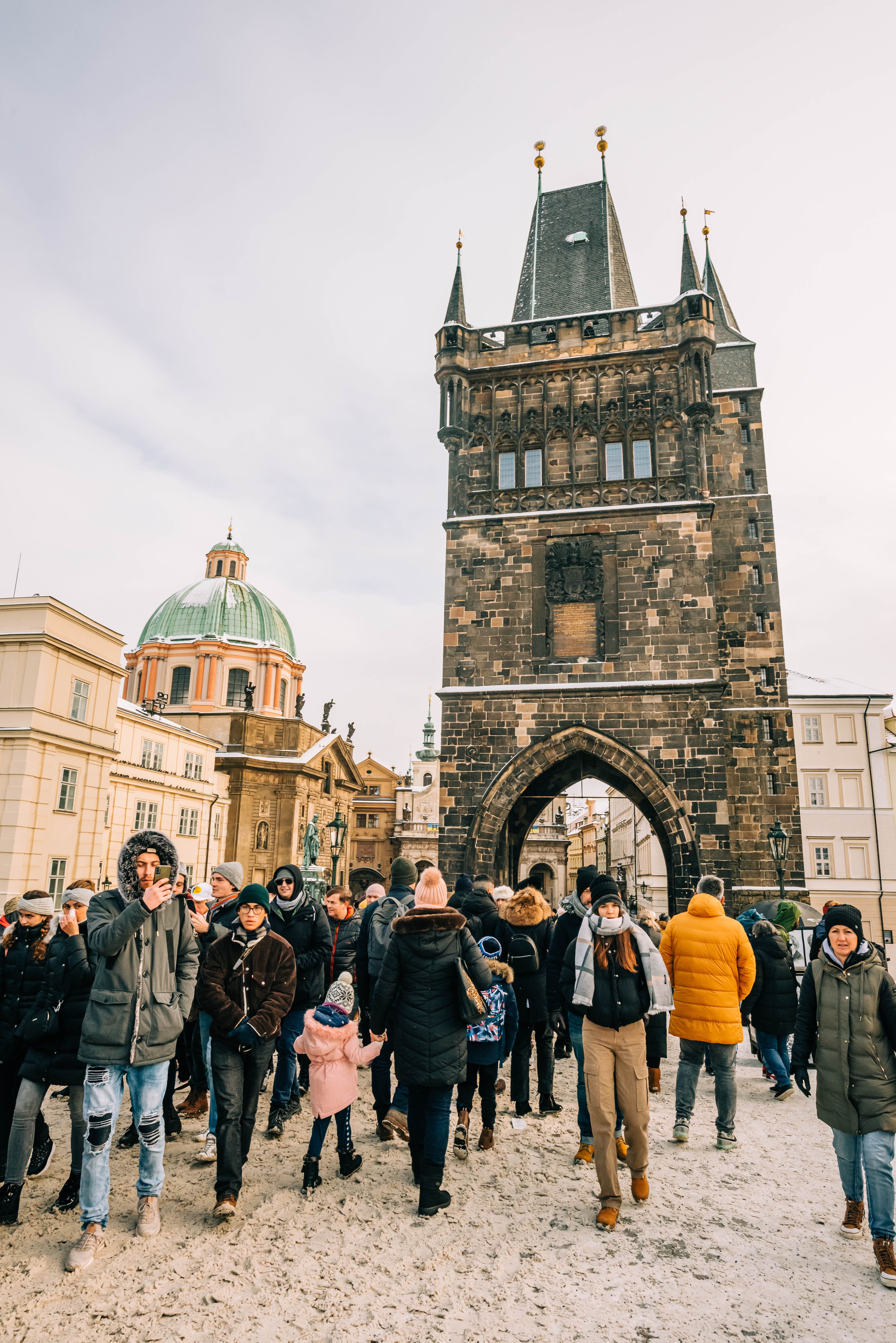 People near Old Town Bridge Tower in Prague · Free Stock Photo