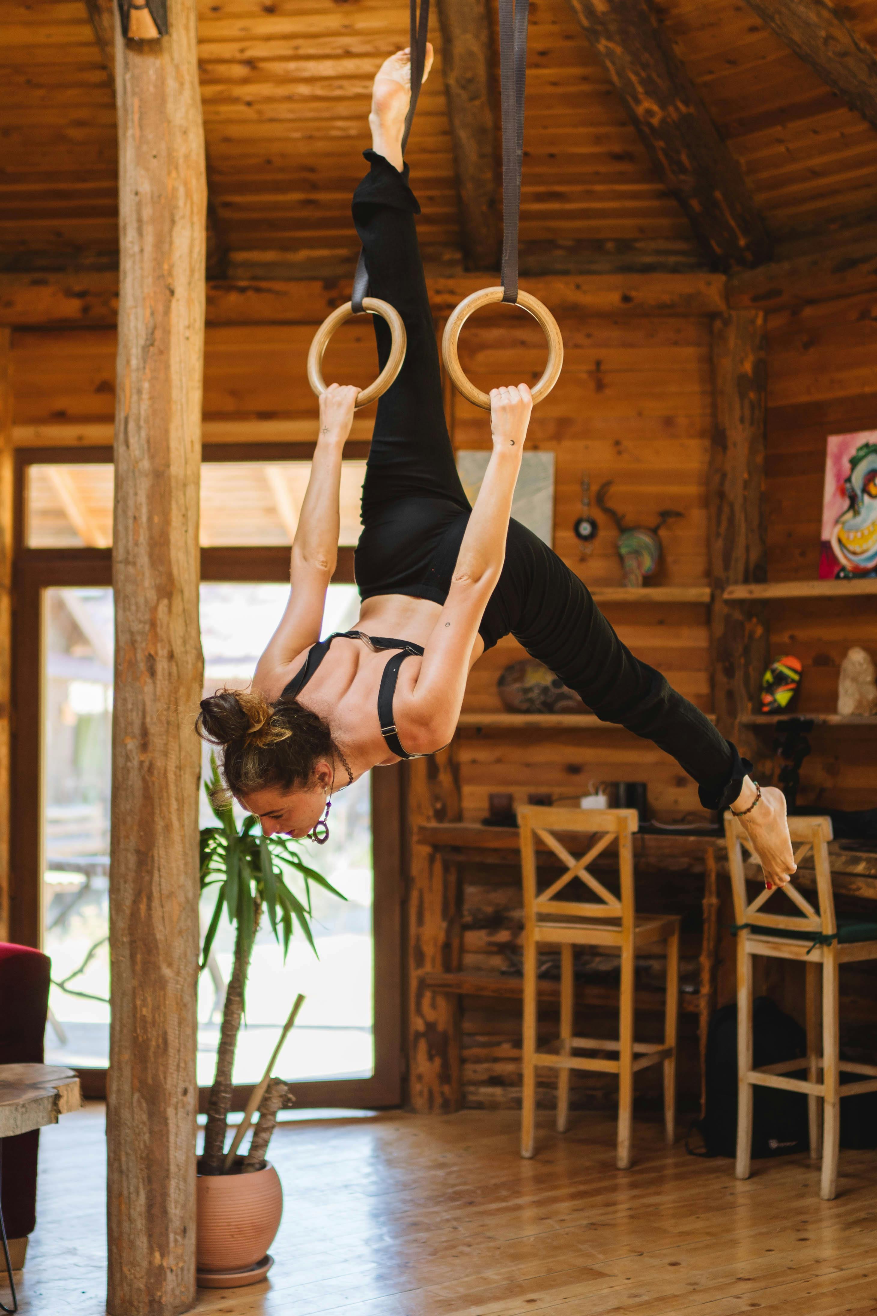 Gymnast Hanging on Rings · Free Stock Photo