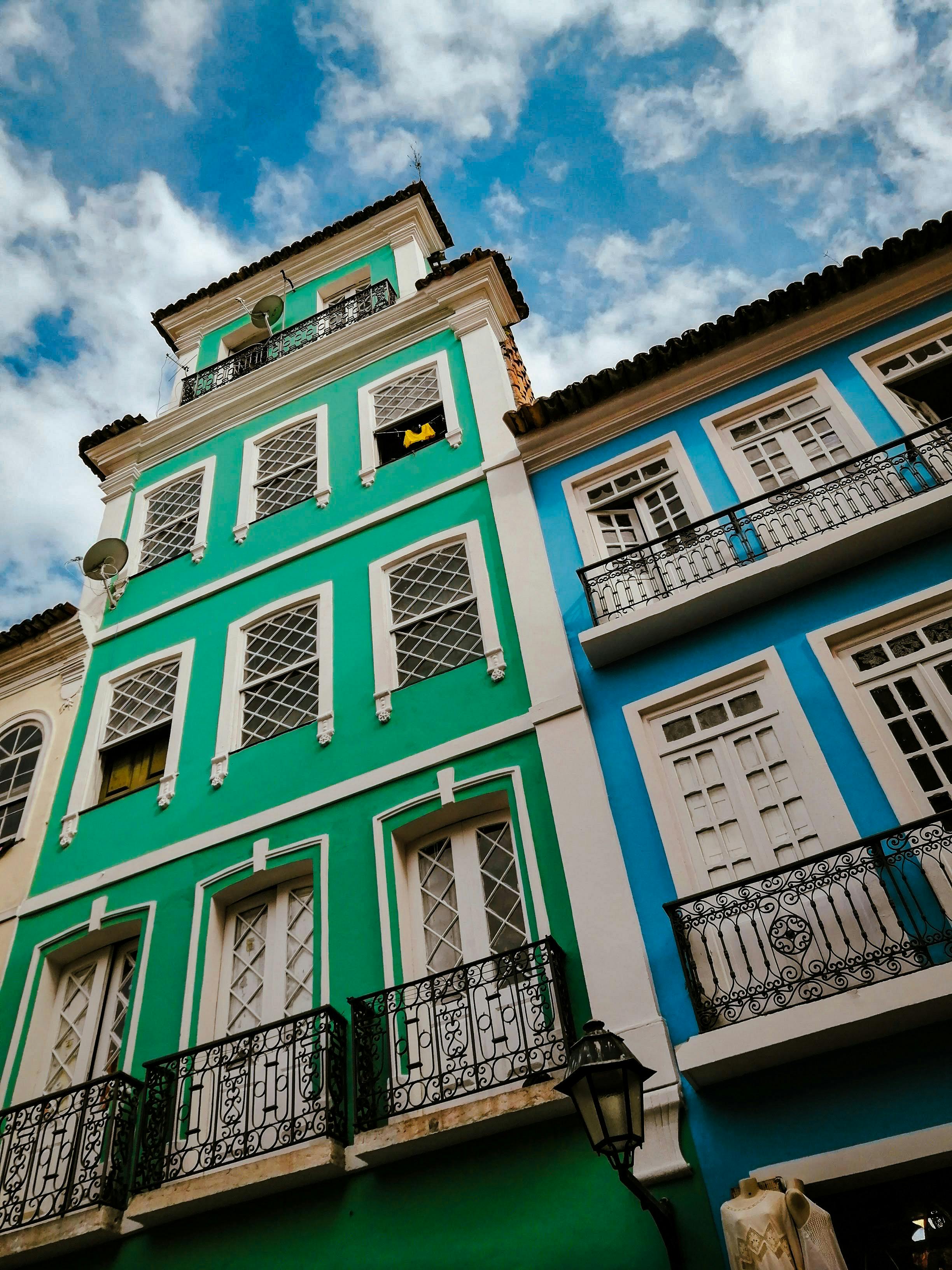 Blue and Green Buildings Walls in Salvador in Brazil · Free Stock Photo