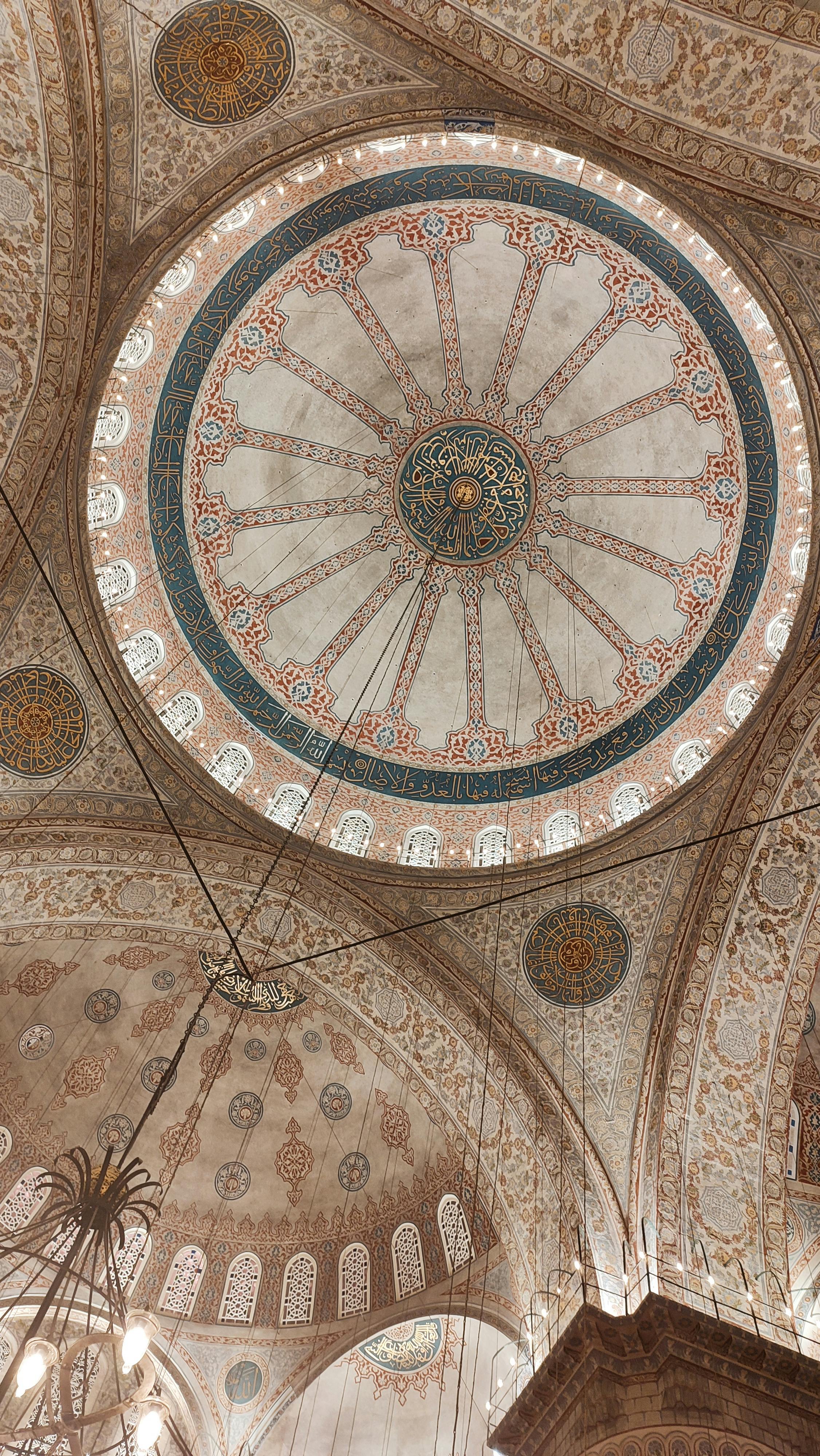 Islamic Frescoes on Ceiling in Blue Mosque in Istanbul, Turkey · Free ...