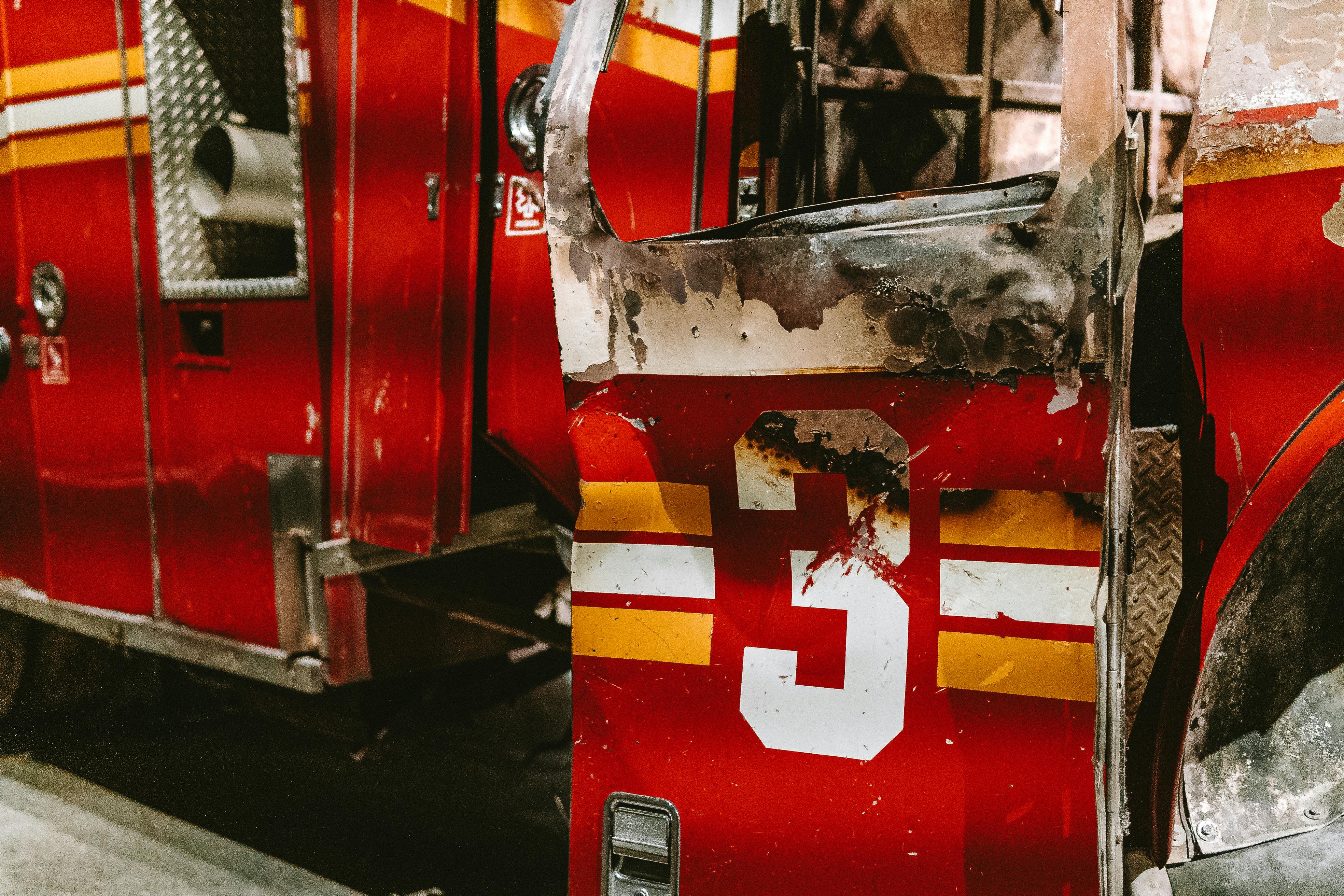 Broken Red Firetruck · Free Stock Photo