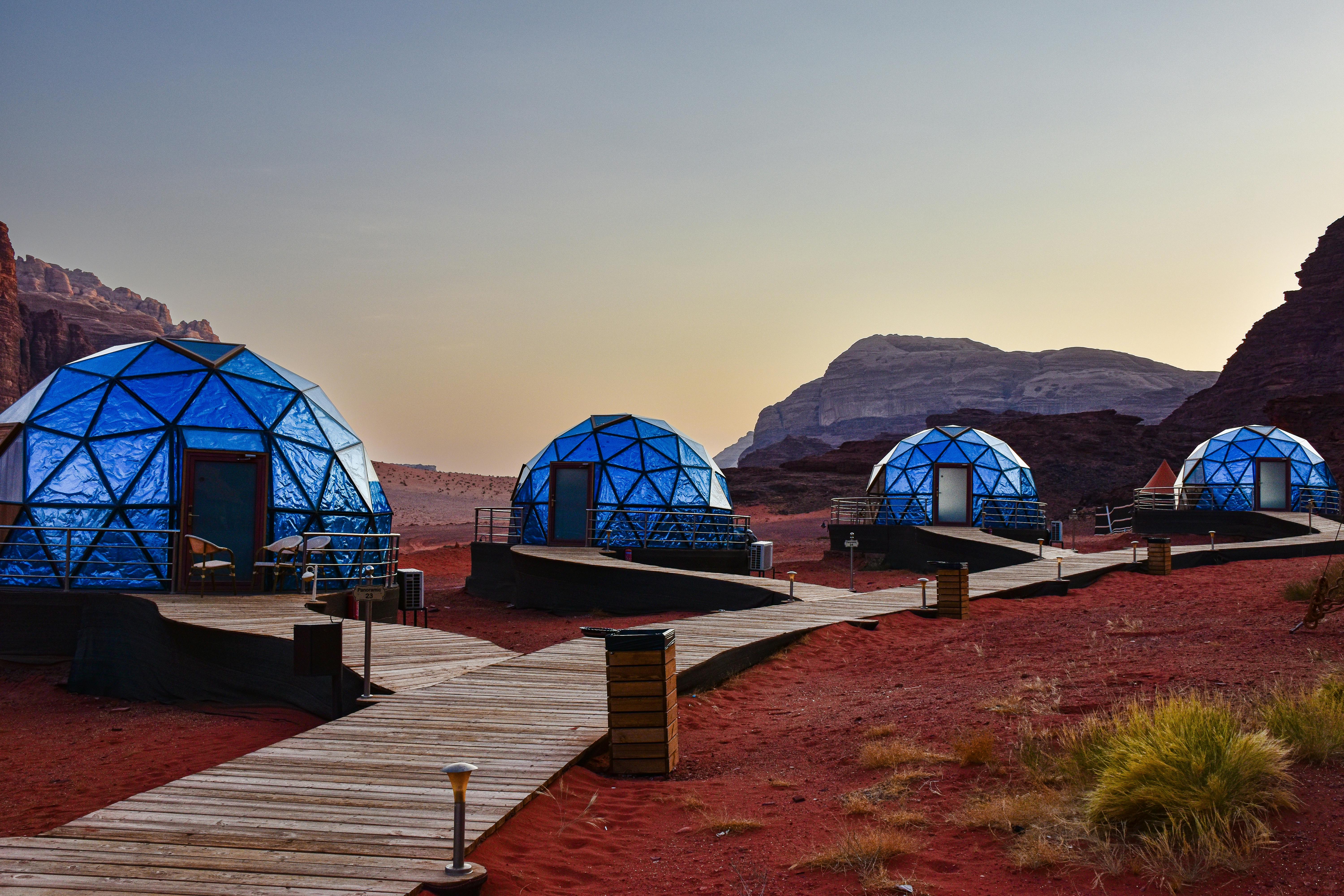 Connected by Wooden Walkways Domes of Desert Camp in the Valley of the ...
