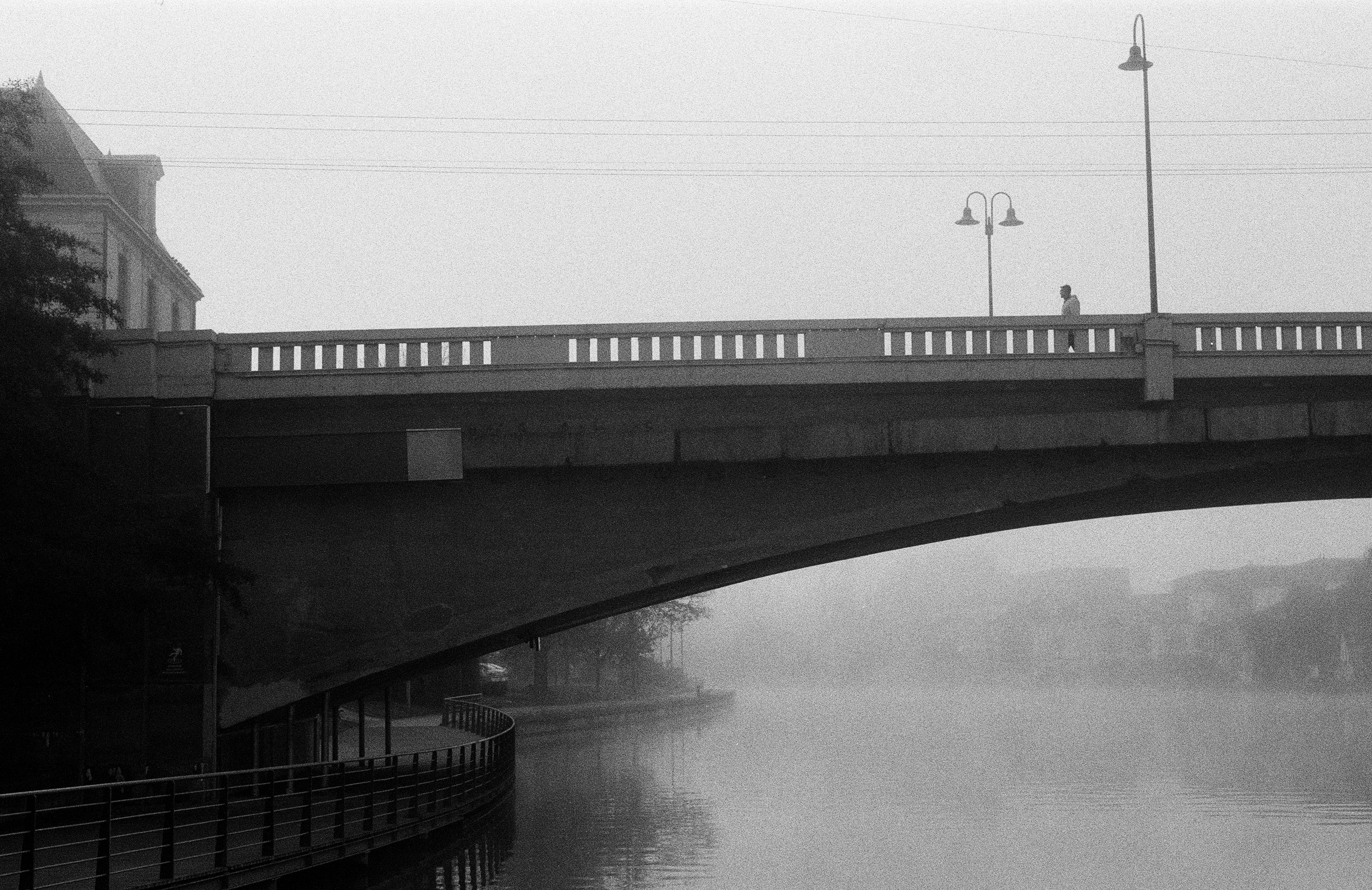 Bridge in Town in Black and White · Free Stock Photo