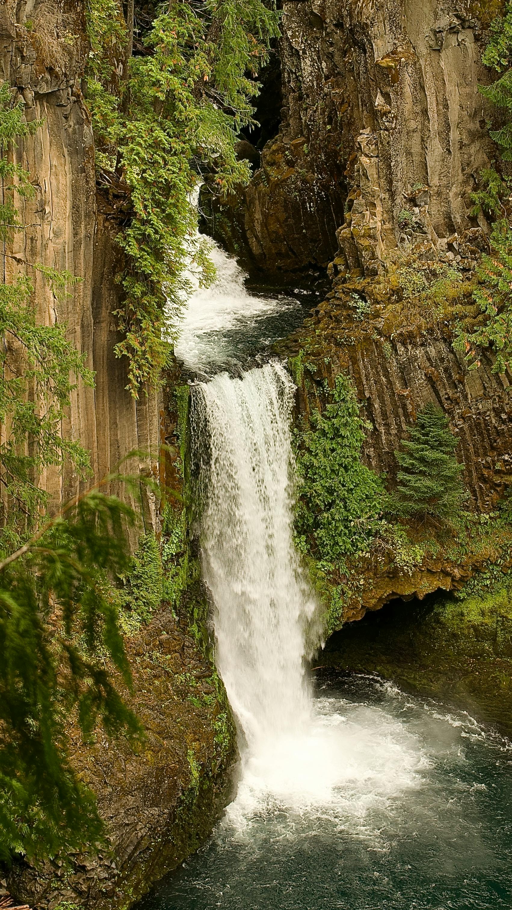 Small bridge above waterfall in ravine · Free Stock Photo