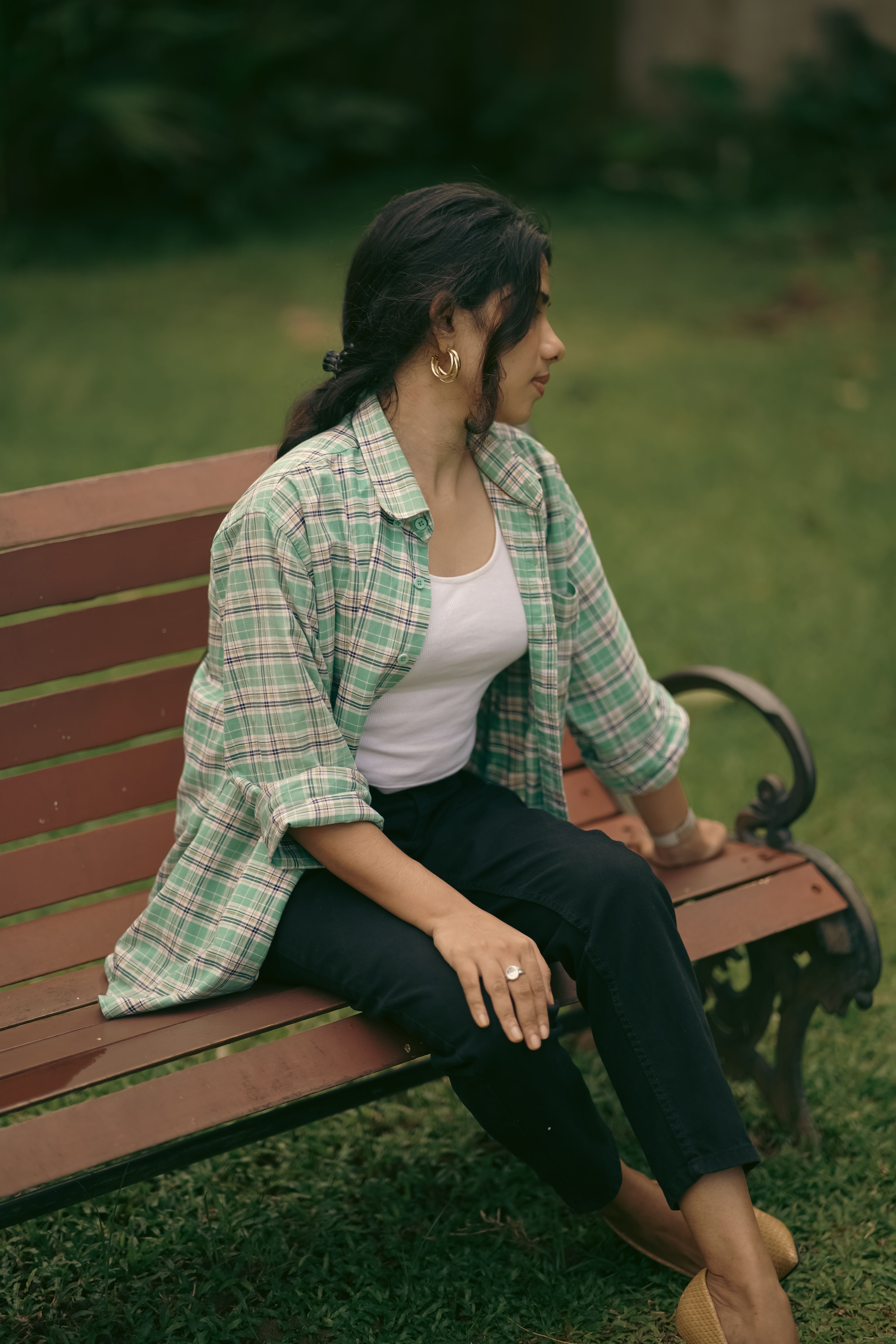 Woman Relaxing on Bench in Summer · Free Stock Photo