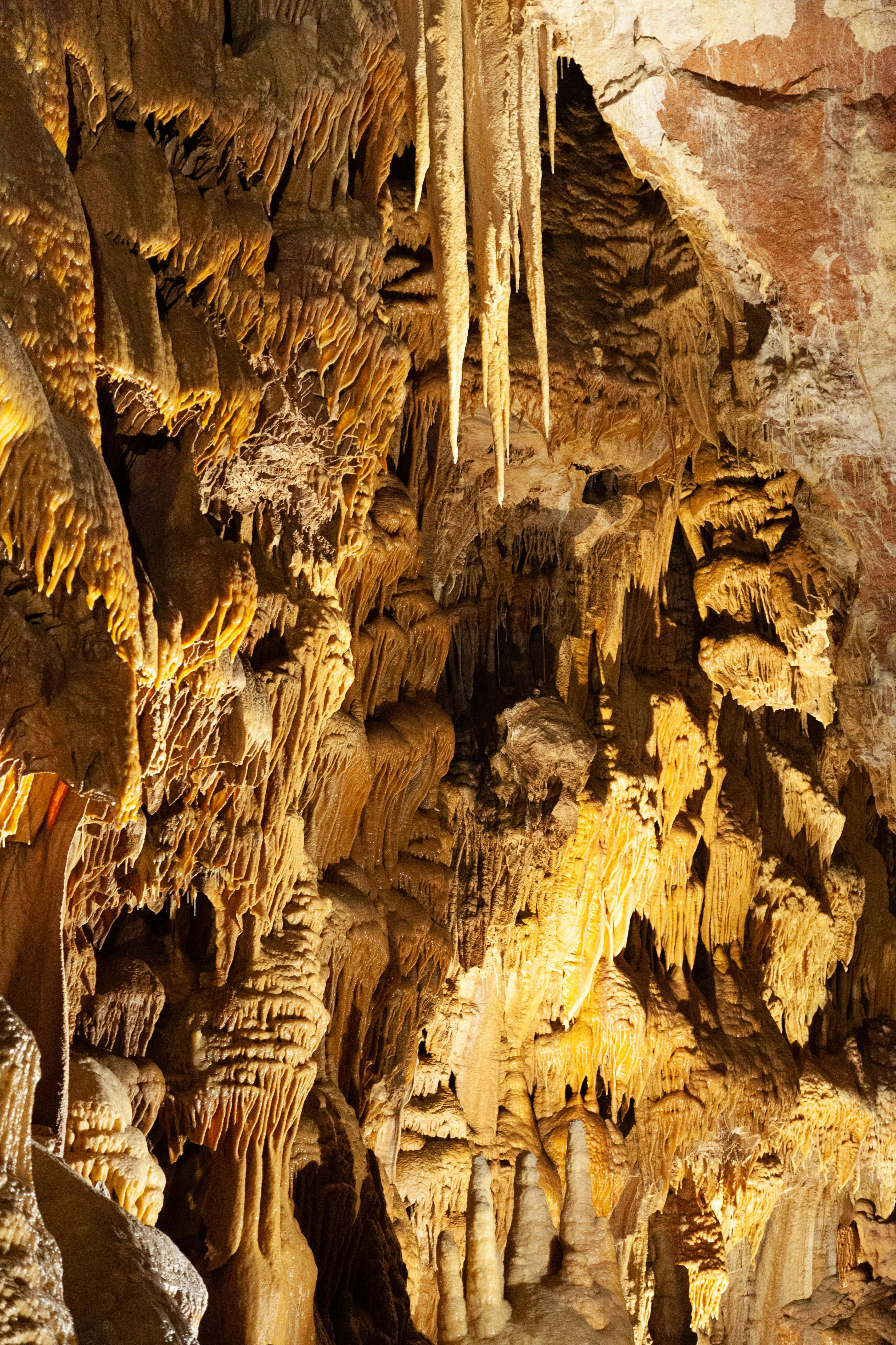 The cave is filled with many different types of formations · Free Stock ...