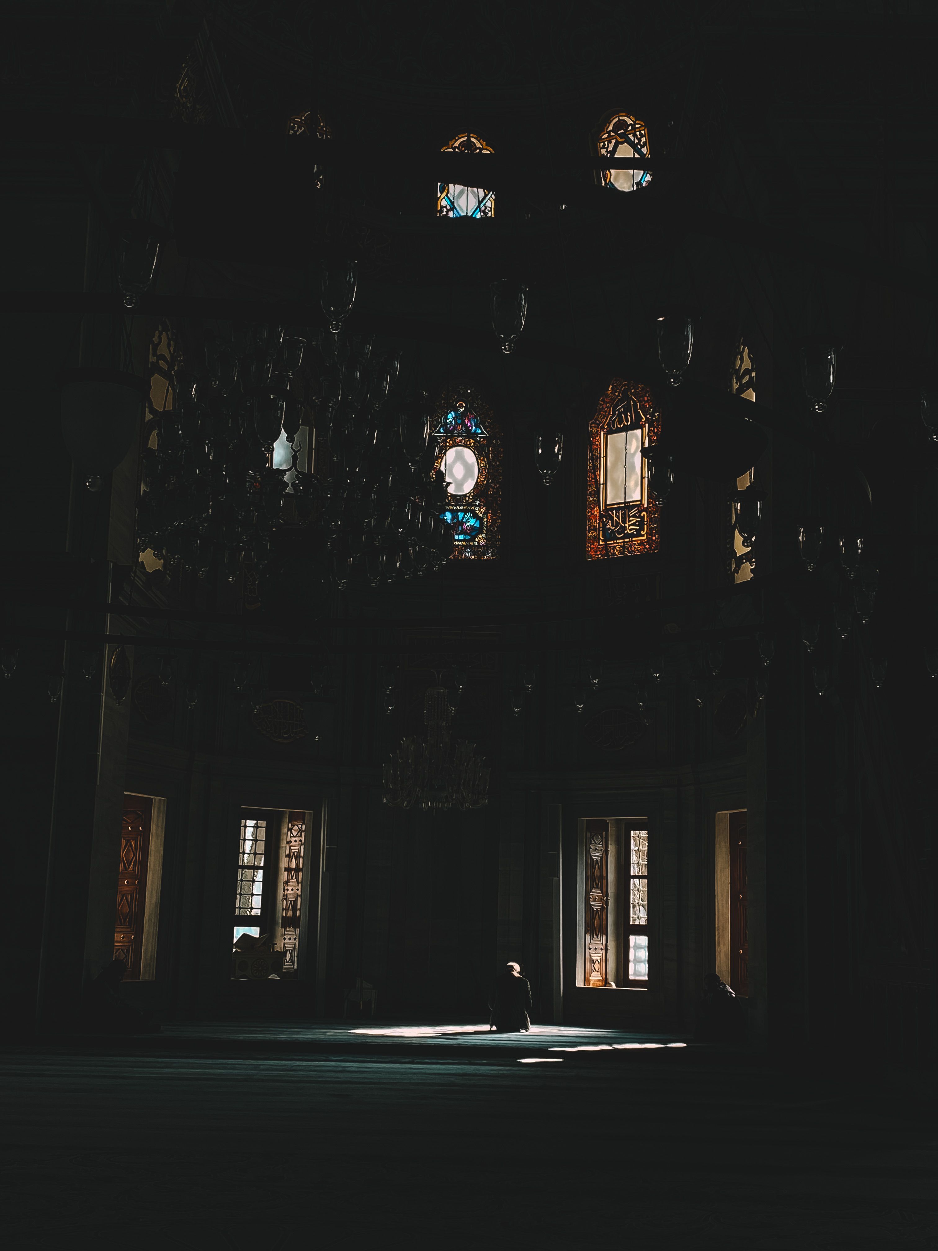 Dark Interior of Mosque · Free Stock Photo