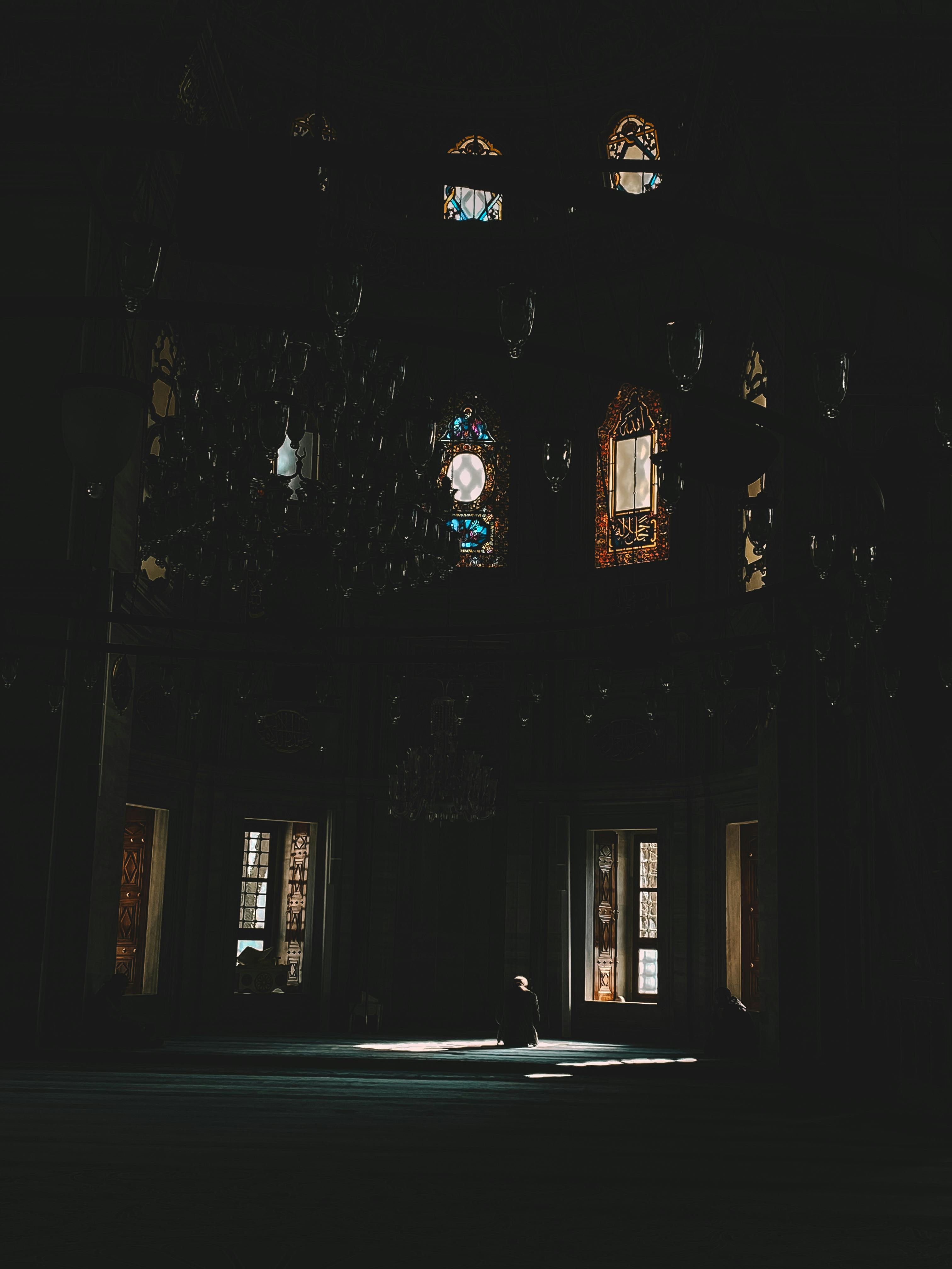 Dark Interior of Mosque · Free Stock Photo