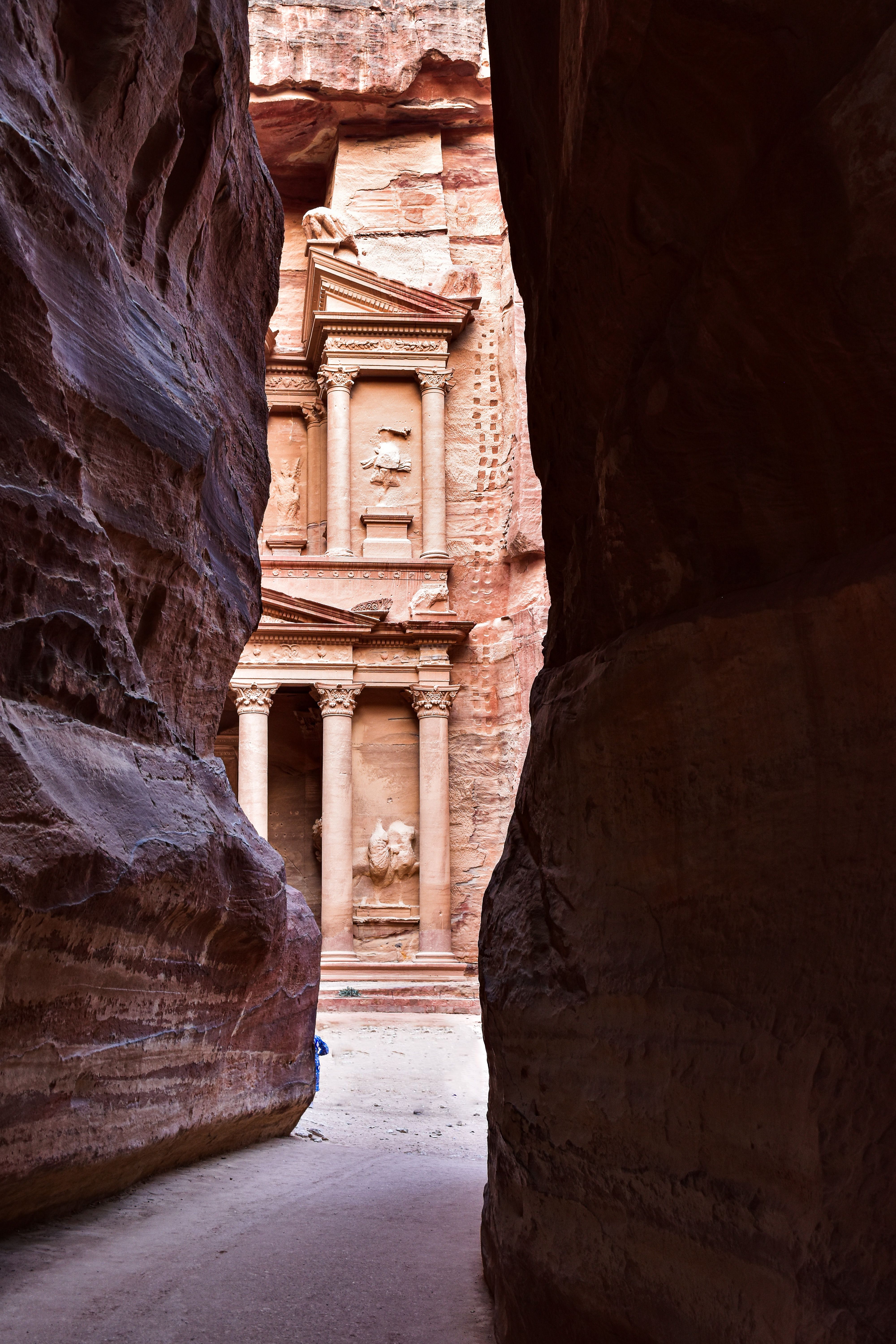 The Treasury Building seen between Rocks in Petra, Jordan · Free Stock ...