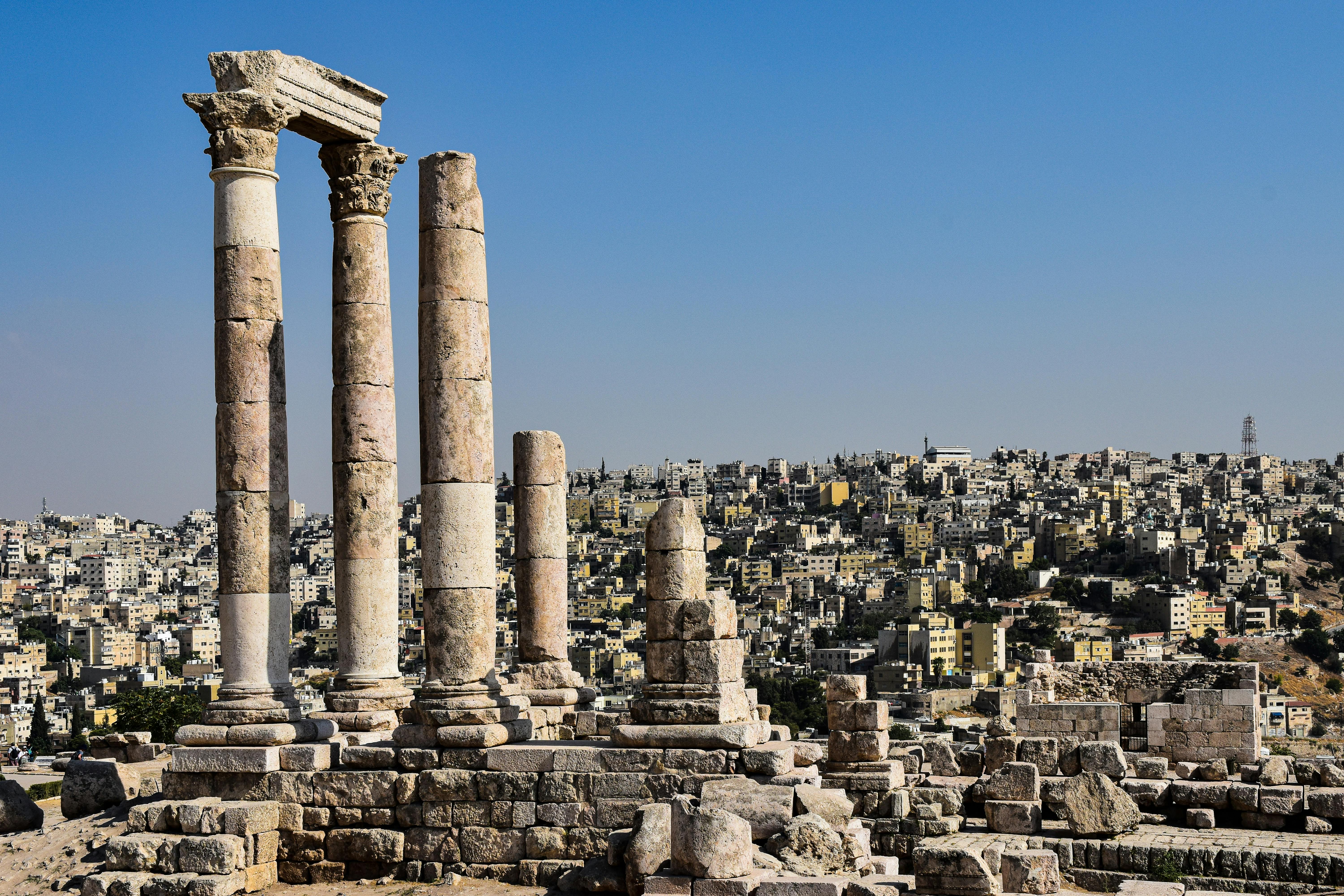 Ruins of Citadel and Amman Buildings behind · Free Stock Photo