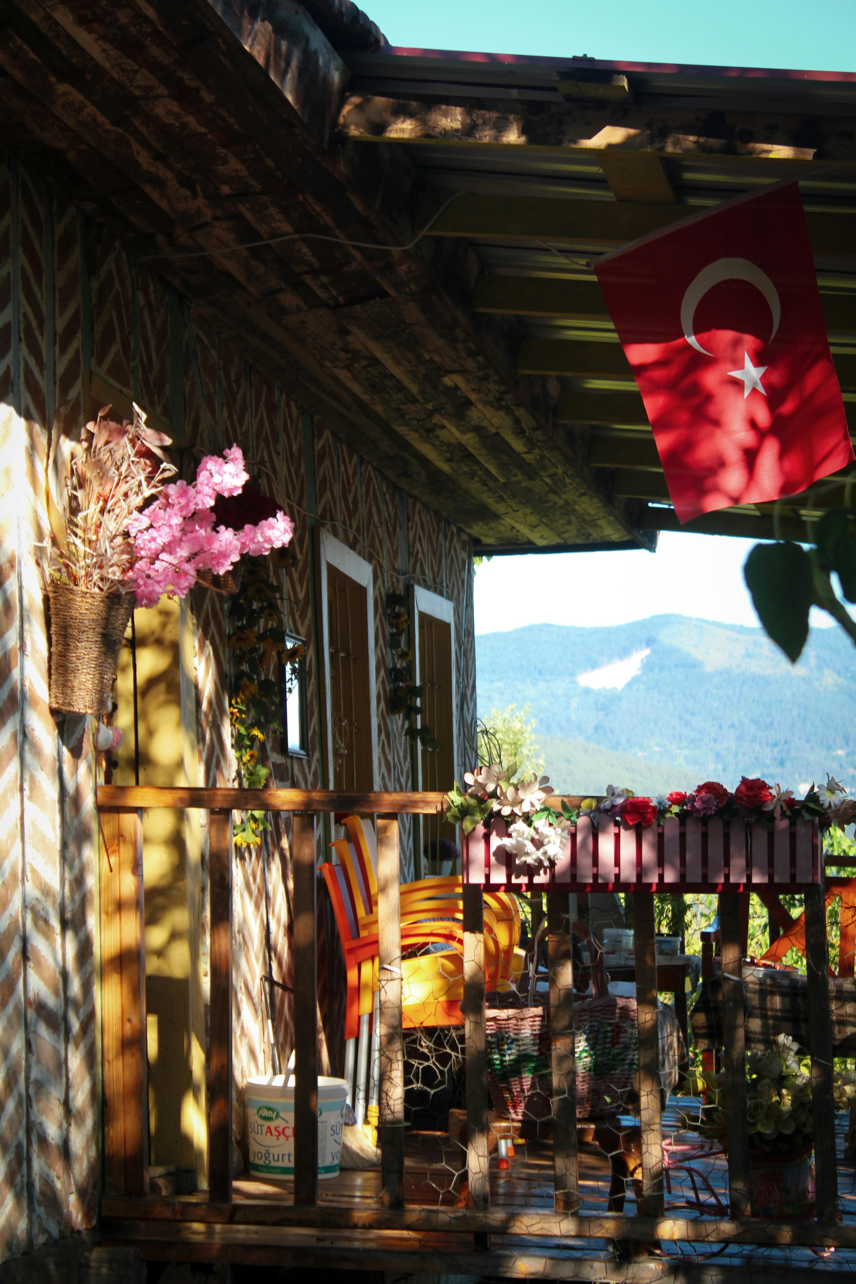 Chipped Wooden Railing Casting a Shadow on the Granite Terrace · Free ...