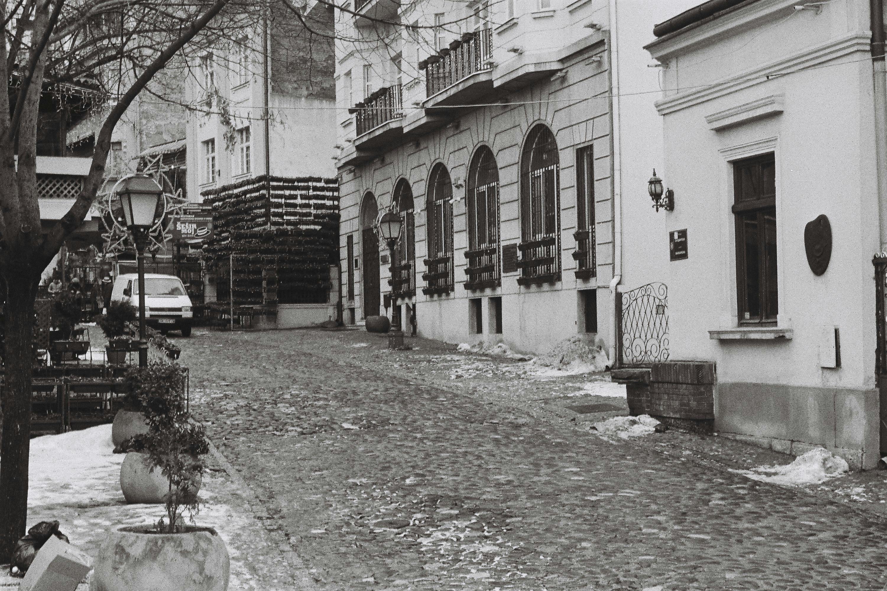 Traditional Tenements in an Alley in Black and White · Free Stock Photo