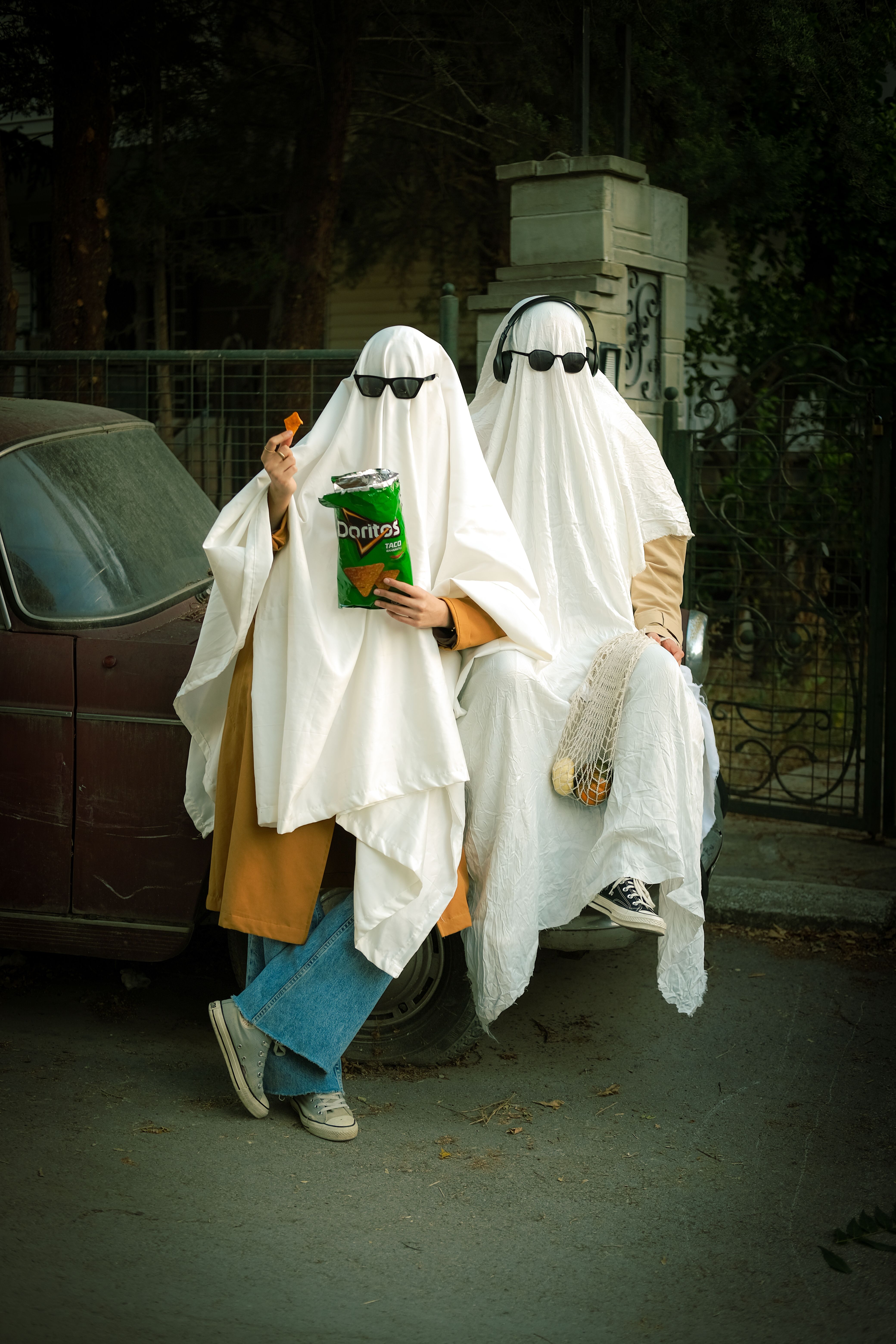 Person in White Fabric as Ghost with Sunglasses · Free Stock Photo